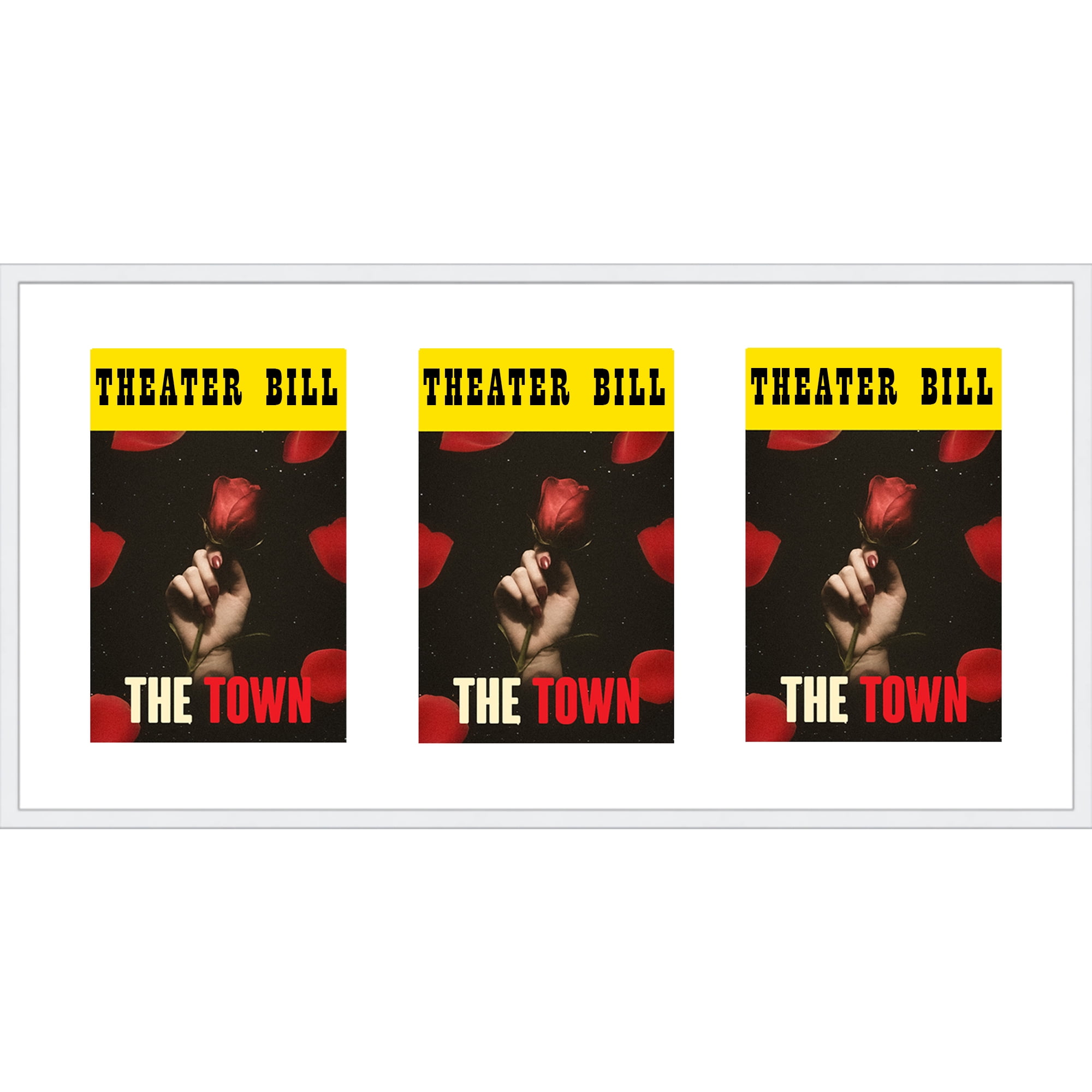 11x22 White Playbill Frame with White Mat with 3 Openings to Display 3 ...