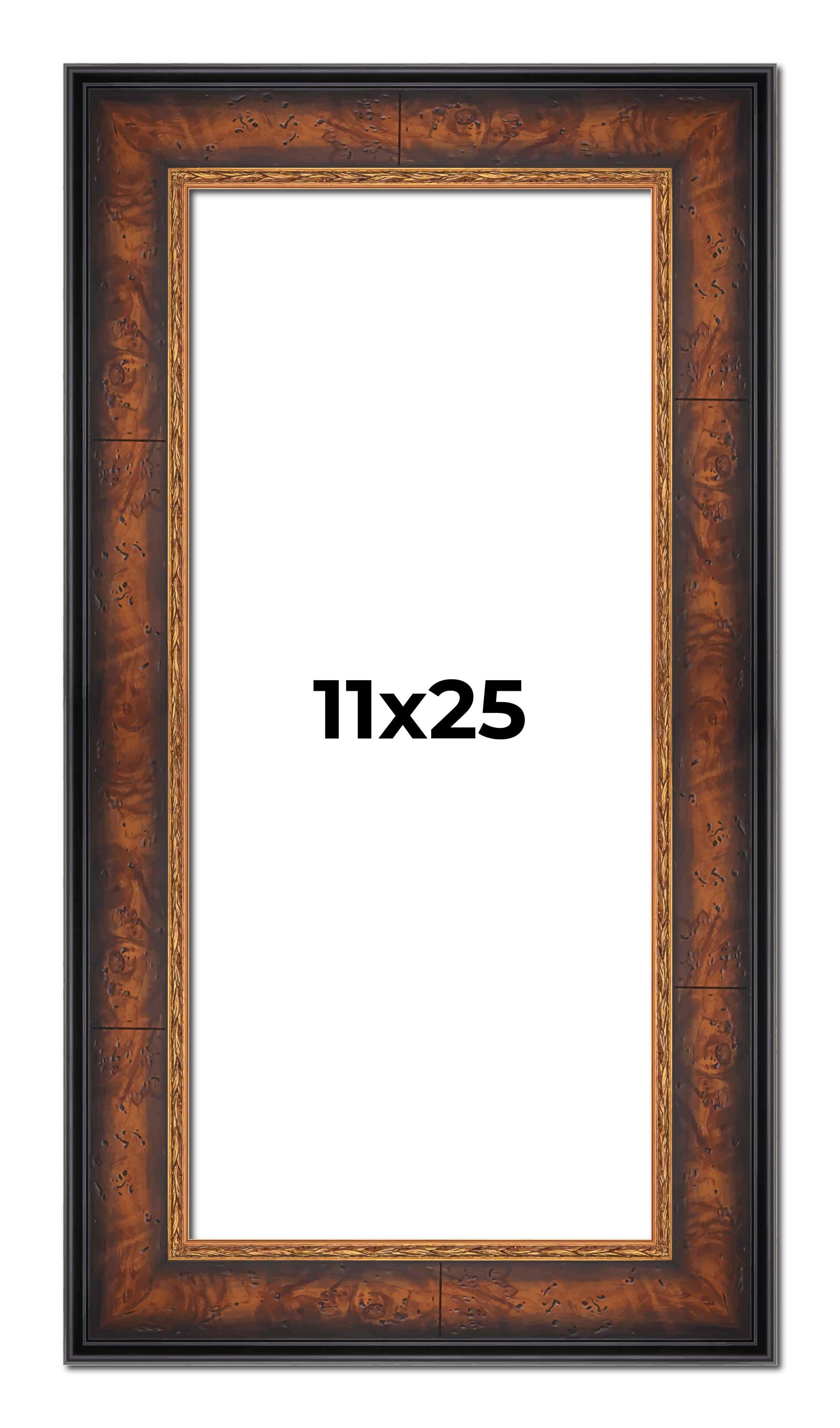 11x25 Frame Brown Walnut Gold Ornate Trim Solid Wood Plein Air Picture ...