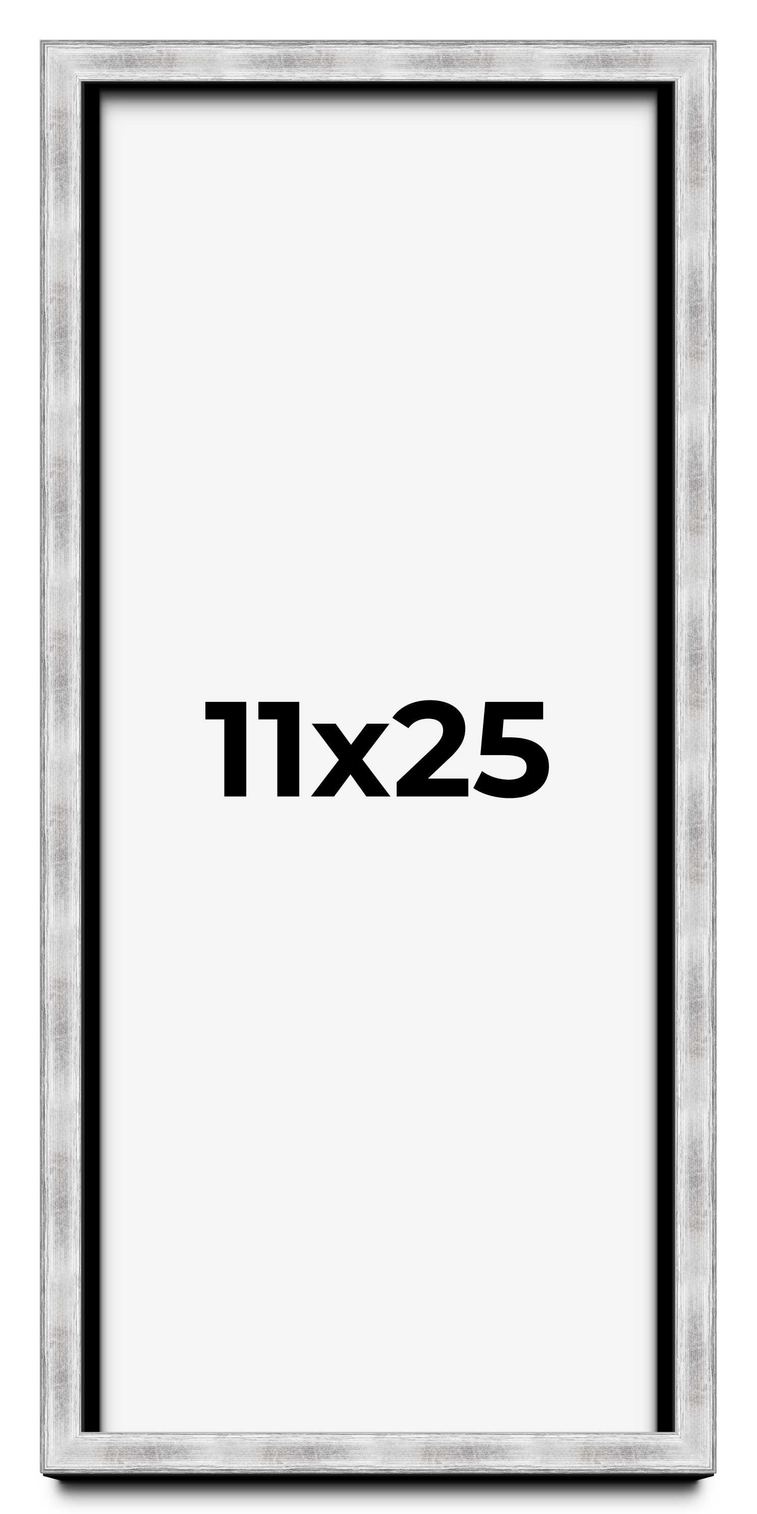 11x25 Frame Brushed Silver Solid Wood Picture Frame | 0.75 Inch ...