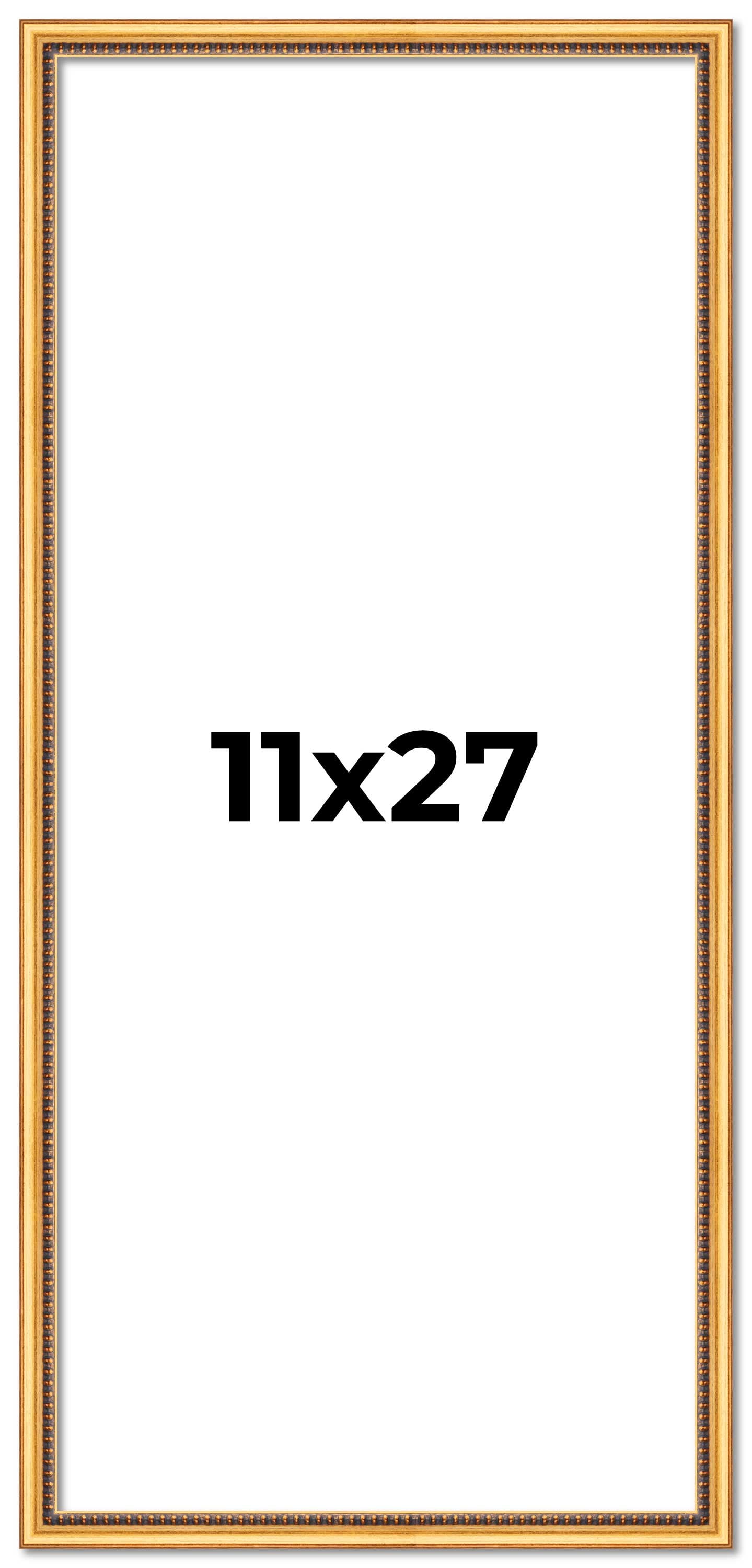 11x27 Frame Beaded Gold Solid Wood Picture Frame | 0.75 Inches Moulding ...