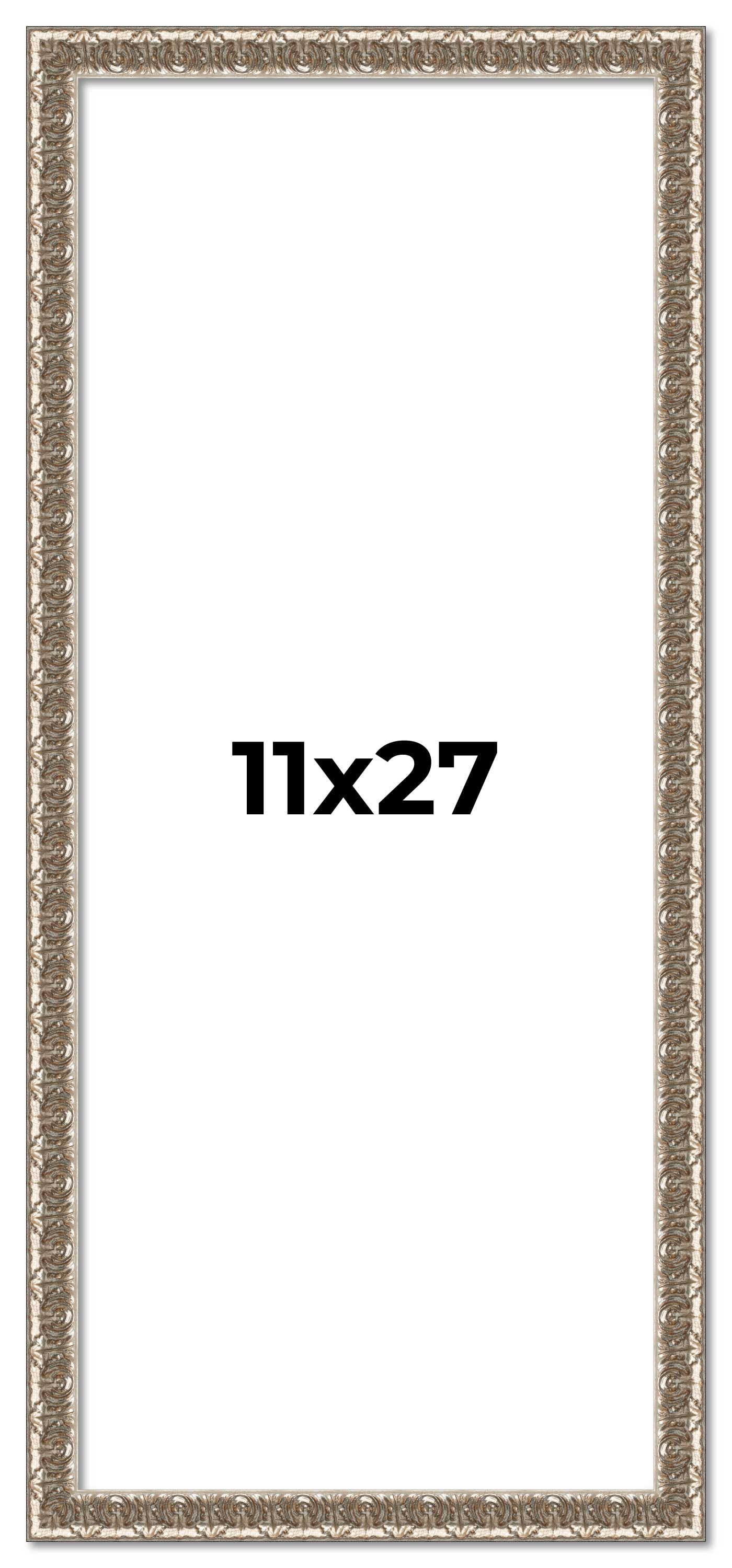 11x27 Frame Silver Versailles Ornate Solid Wood Picture Frame | 1 Inch ...