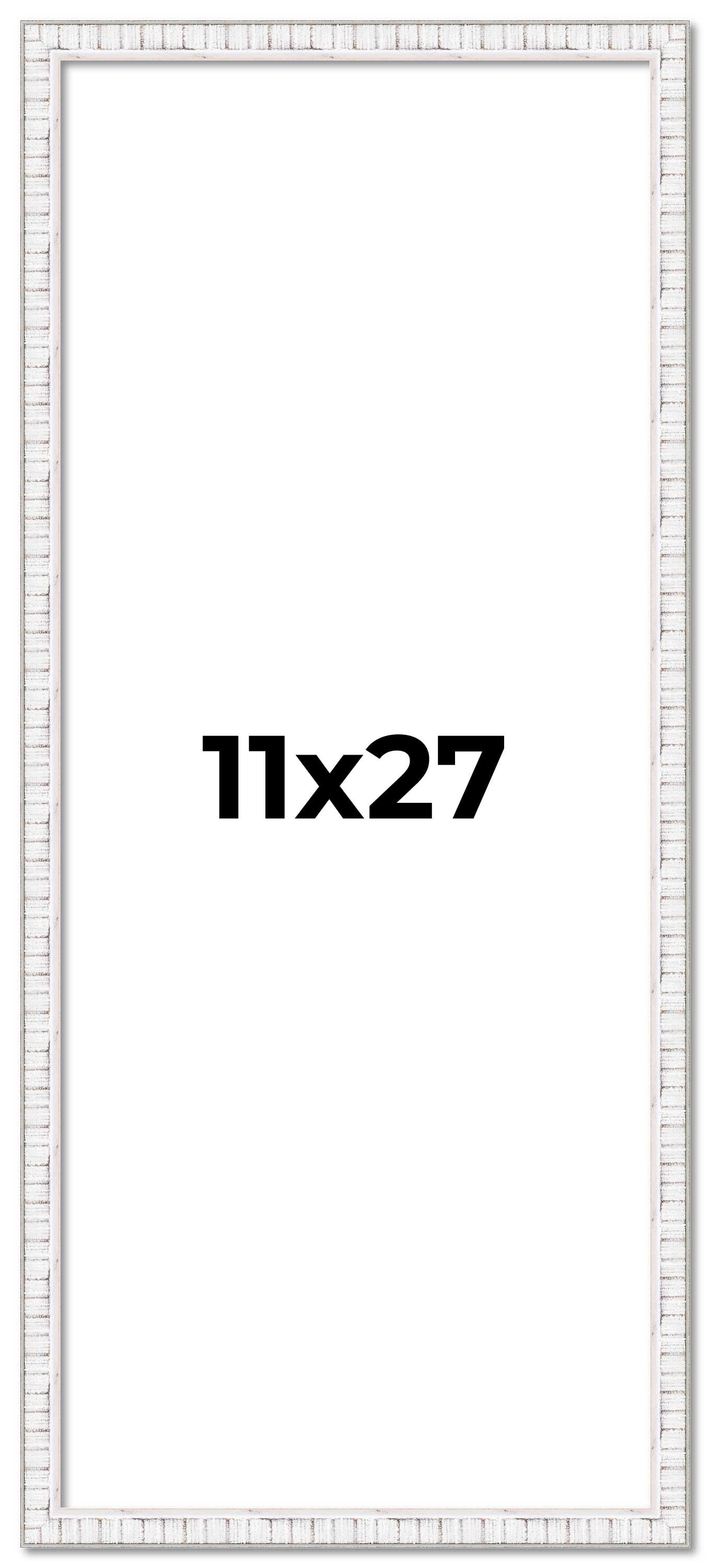 11x27 Frame White Scuffed Rustic Solid Wood Picture Frame | 0.75 Inch ...