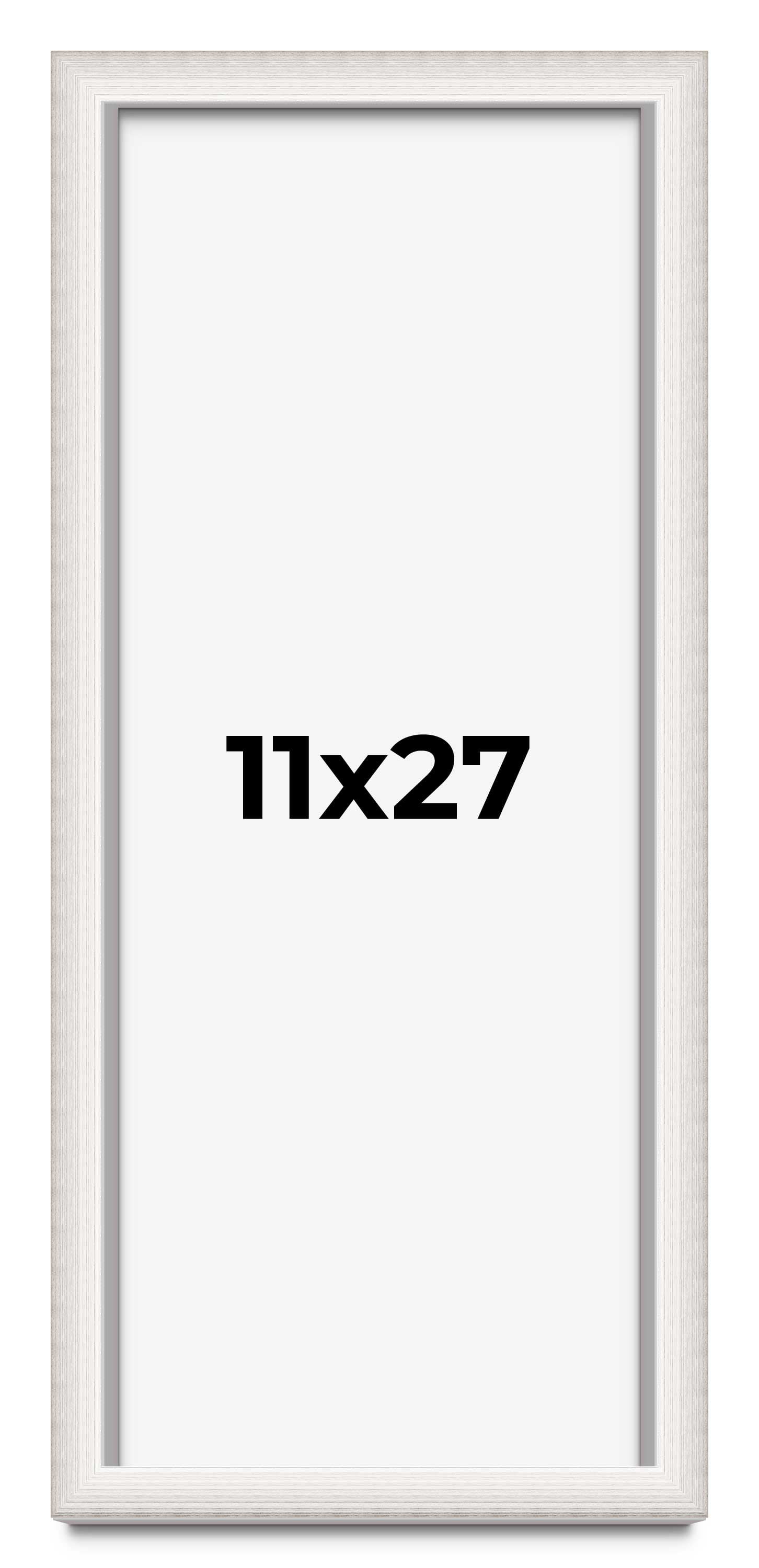 11x27 Shadow Box Silver Brushed Striped Display Frame | 1.625 Inches ...