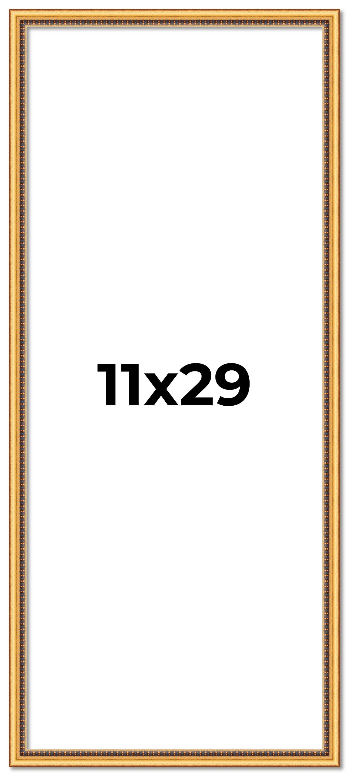 11x29 Frame Beaded Gold Solid Wood Picture Frame | 0.75 Inches Moulding ...