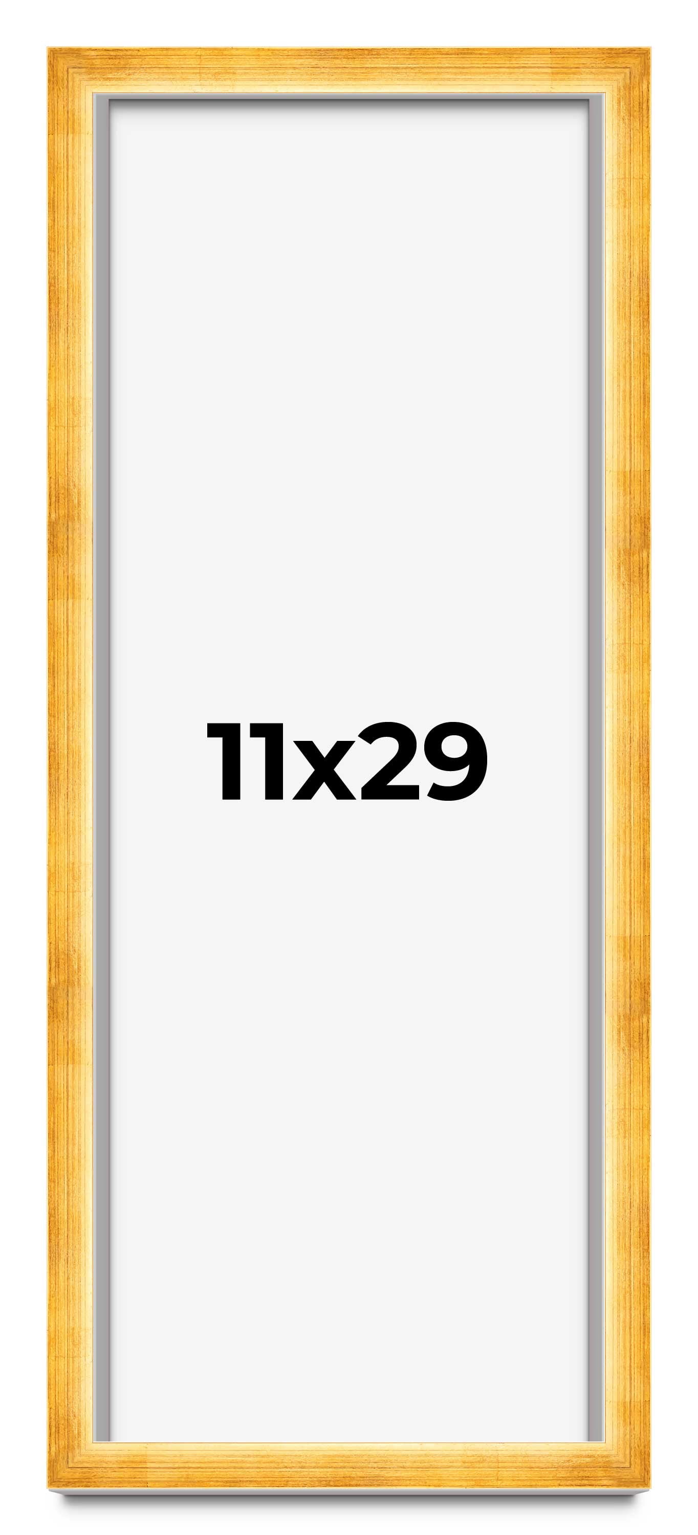11x29 Shadow Box Frame Gold | 1.625 Inches Deep Real Wood Traditional ...