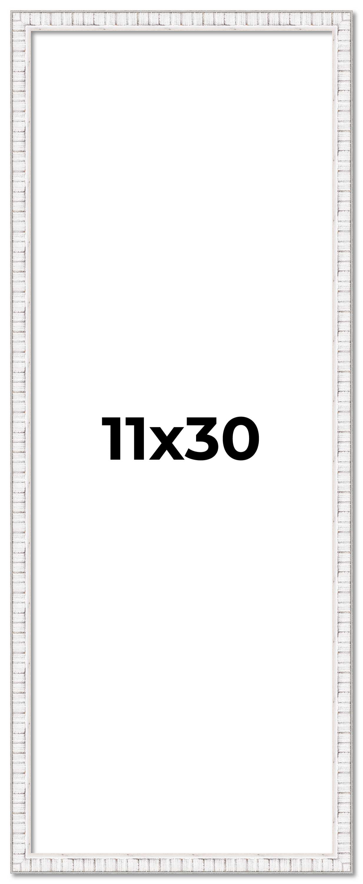 11x30 Frame White Scuffed Rustic Solid Wood Picture Frame | 0.75 Inch ...