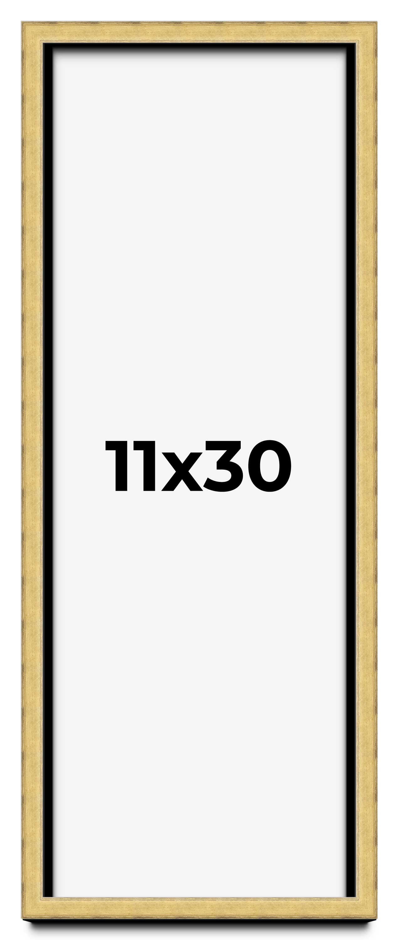 11x30 Shadow Box Frame Gold | 1.375 Inches Deep Real Wood Contemporary ...