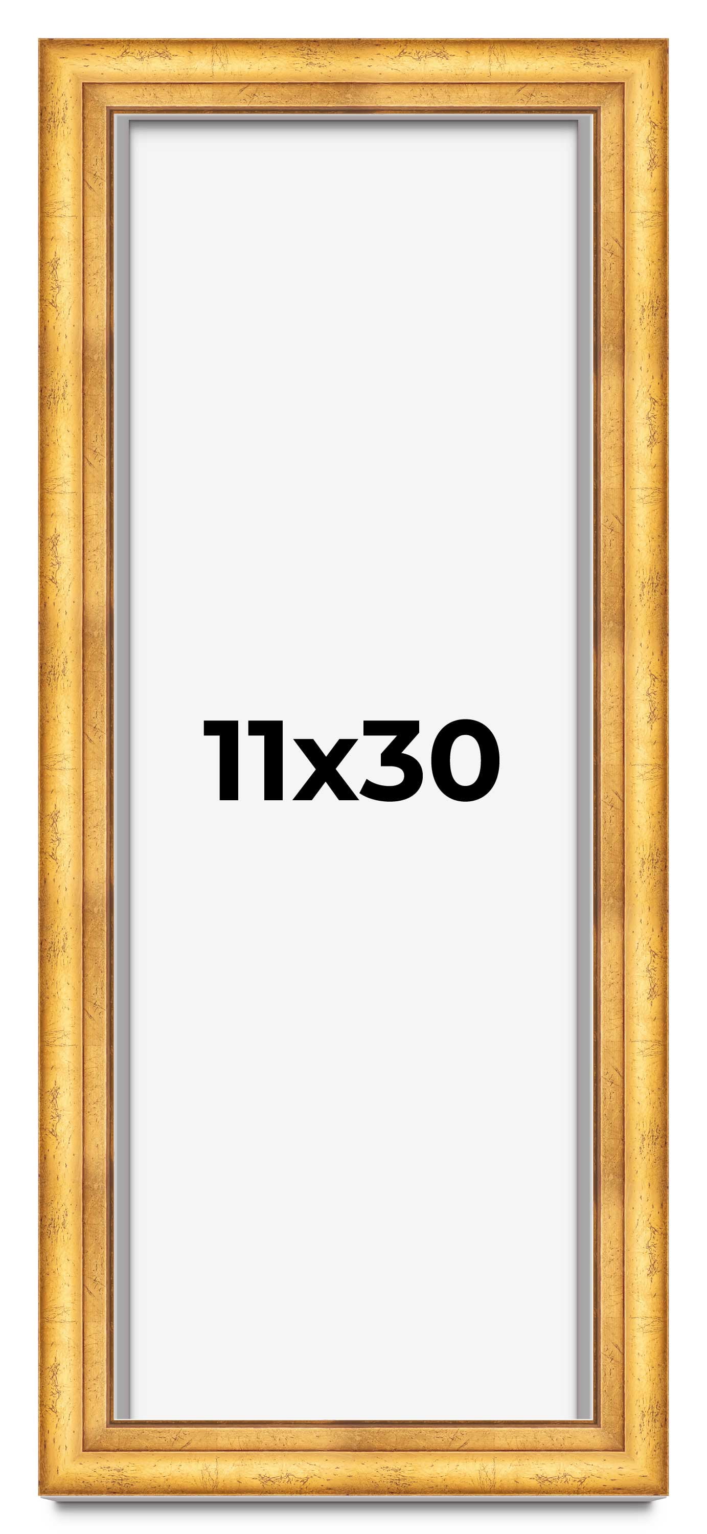11x30 Shadow Box Frame Gold | 1.75 Inches Deep Real Wood Traditional ...
