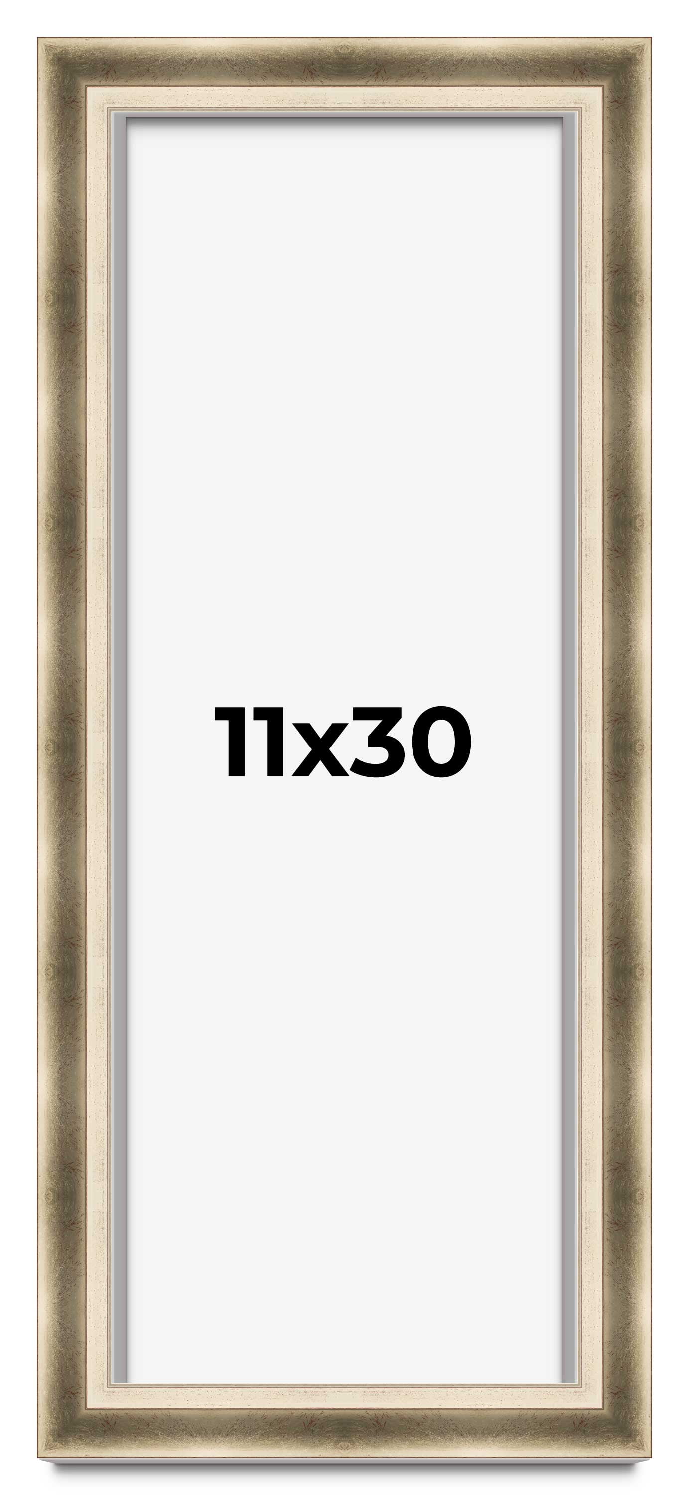 11x30 Shadow Box Frame Silver | 1.75 inches Deep Real Wood Traditional ...