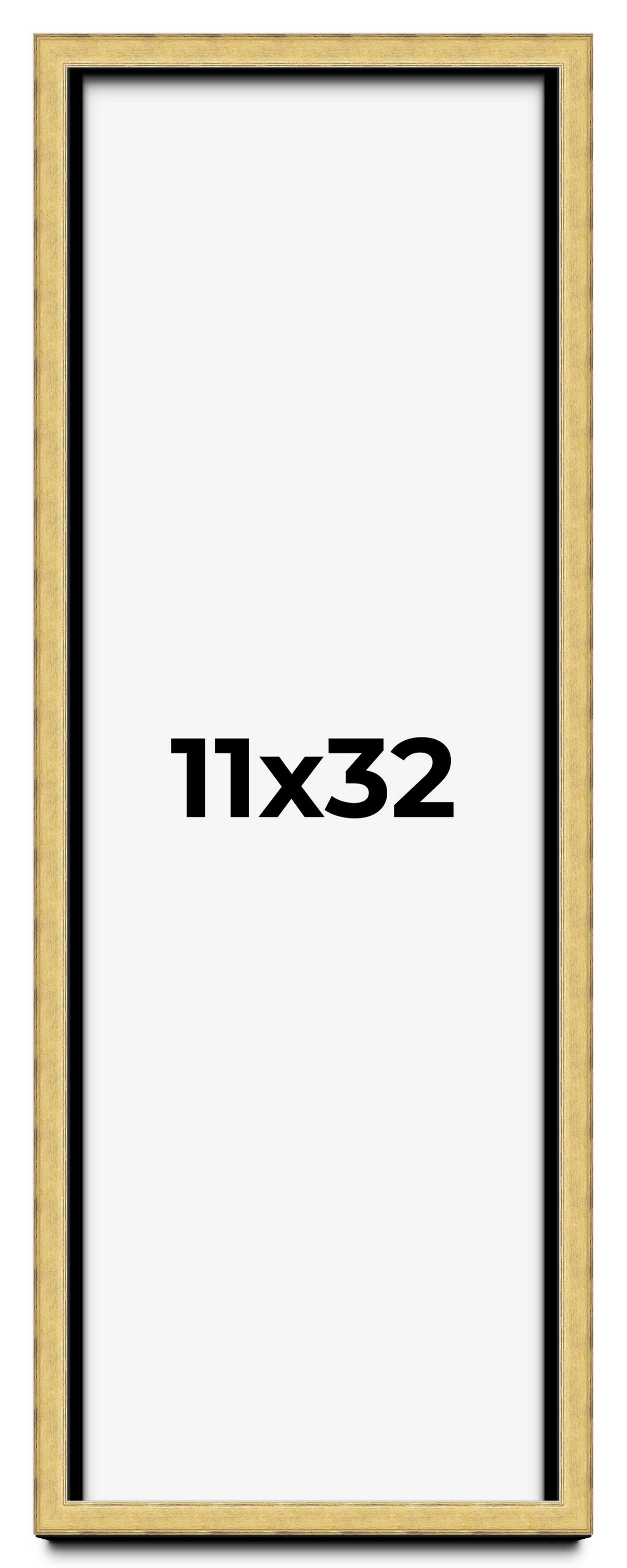11x32 Shadow Box Frame Gold | 1.375 Inches Deep Real Wood Contemporary ...