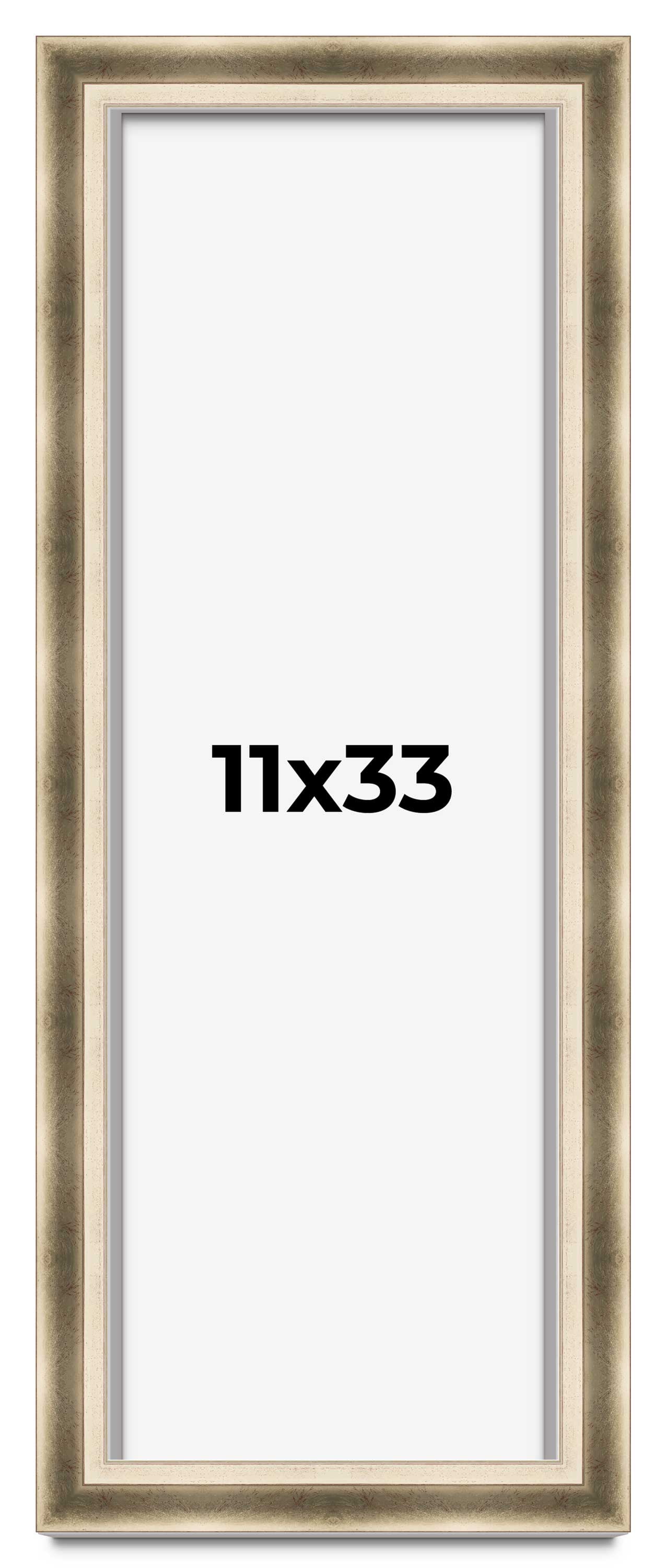 11x33 Shadow Box Frame Silver | 1.75 inches Deep Real Wood Traditional ...