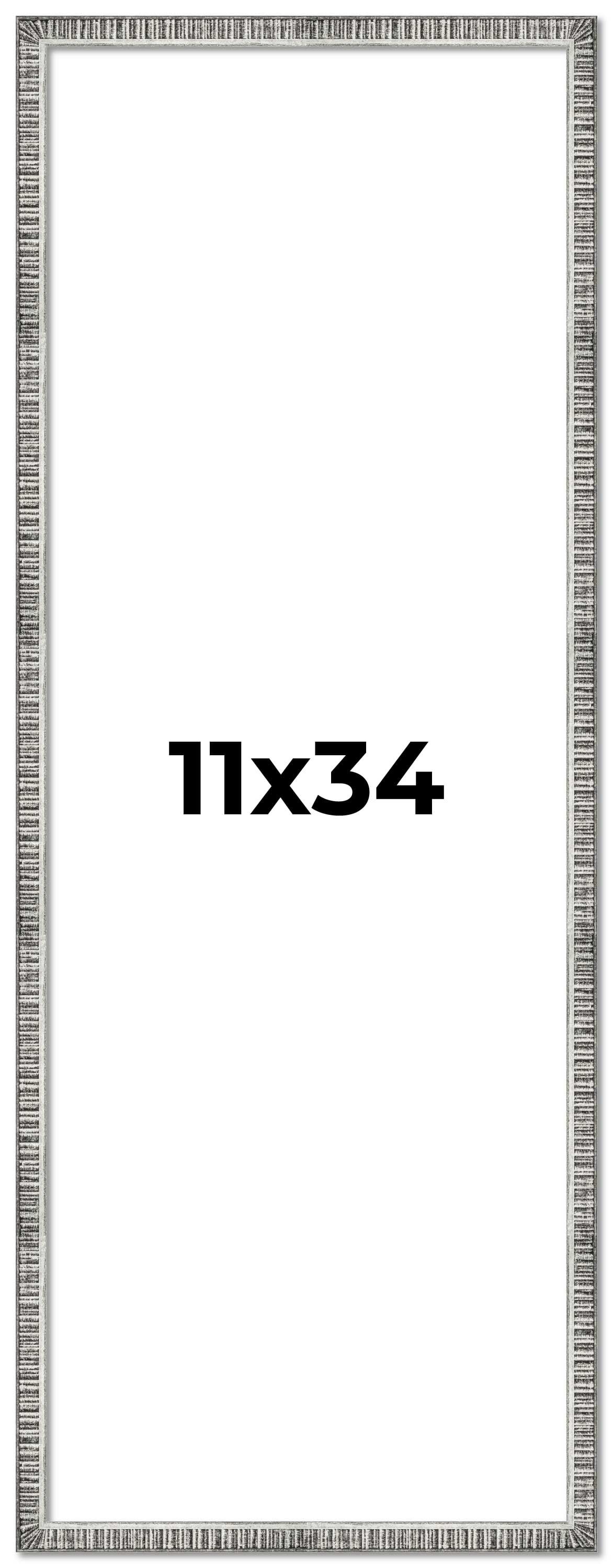 11x34 Frame Silver Grey Distressed Solid Wood Picture Frame | 0.75 Inch ...