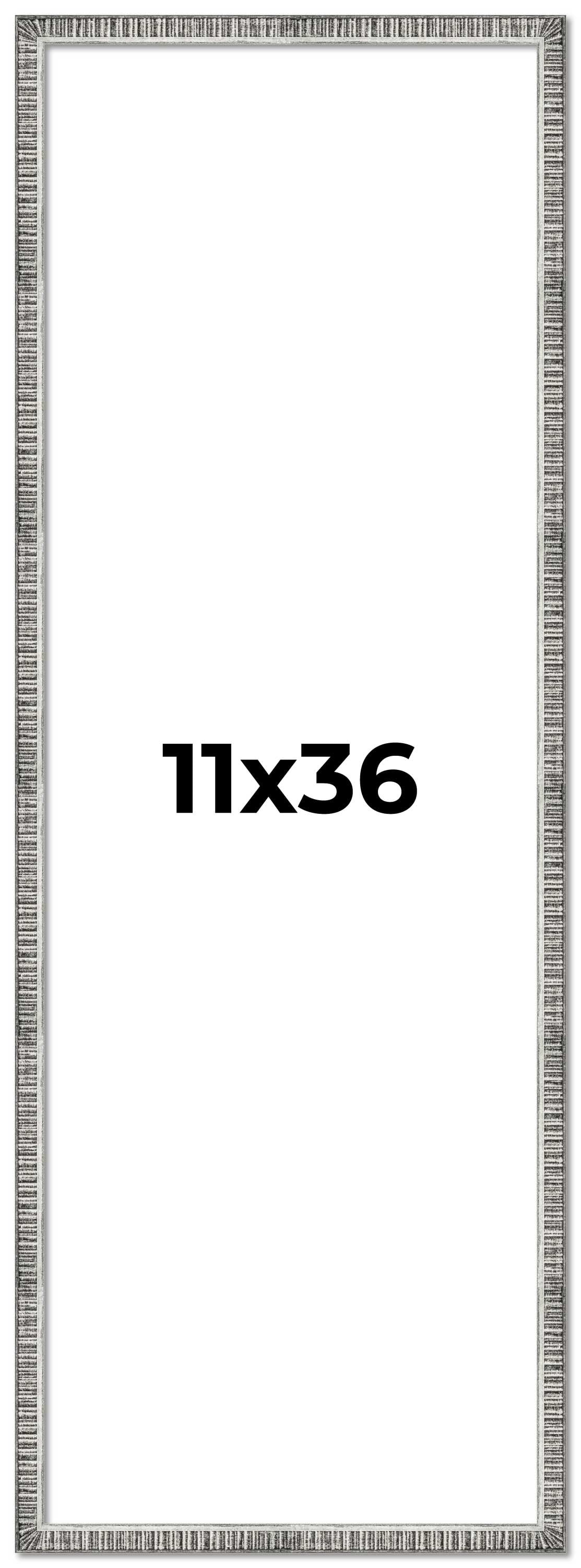 11x36 Frame Silver Grey Distressed Solid Wood Picture Frame | 0.75 Inch ...