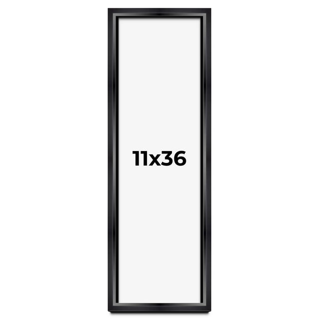 11x36 Shadow Box Frame Black | 1.25 inches Deep Real Wood Contemporary ...