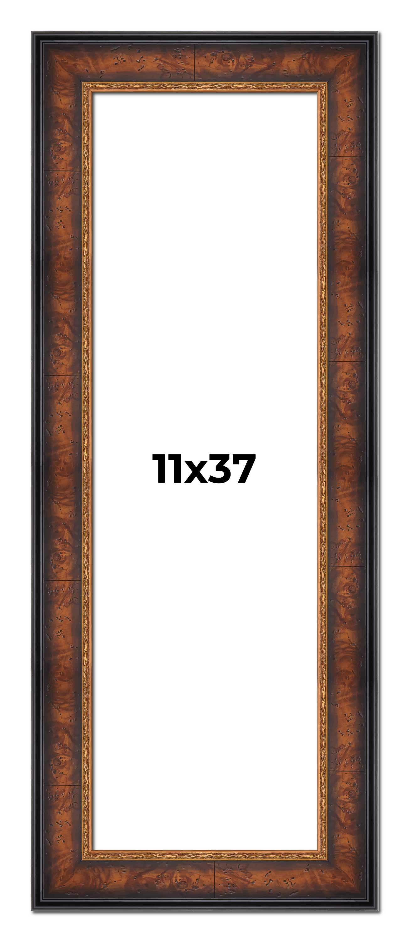 11x37 Frame Brown Walnut Gold Ornate Trim Solid Wood Plein Air Picture ...