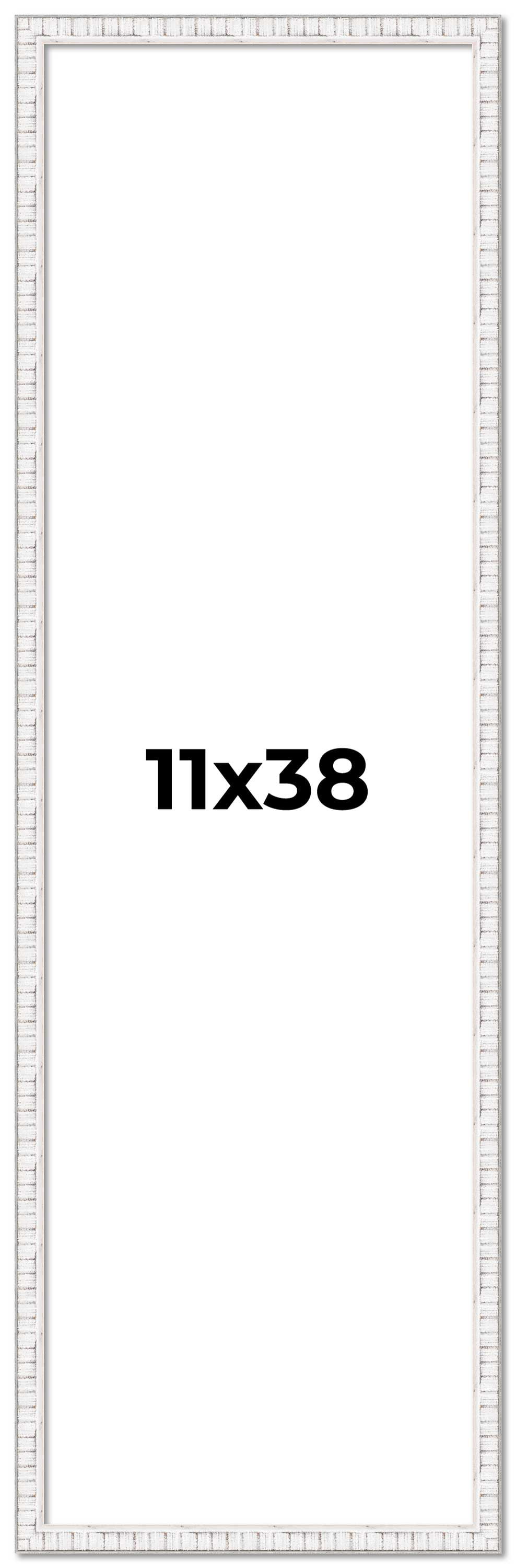 11x38 Frame White Scuffed Rustic Solid Wood Picture Frame | 0.75 Inch ...