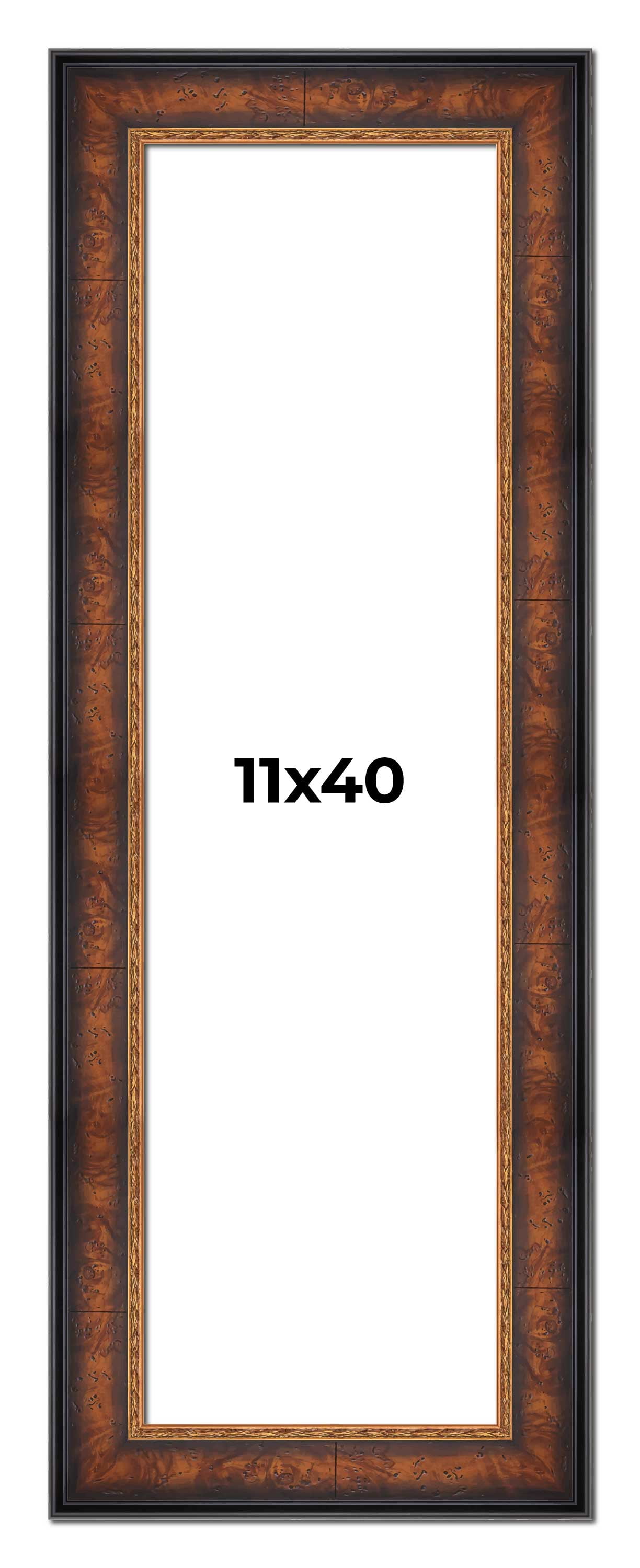 11x40 Frame Brown Walnut Gold Ornate Trim Solid Wood Plein Air Picture ...