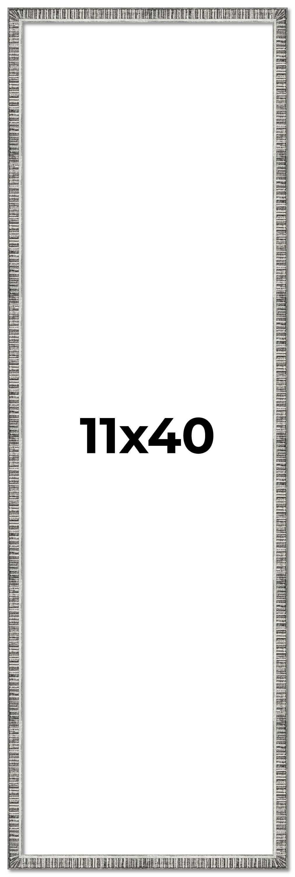 11x40 Frame Silver Grey Distressed Solid Wood Picture Frame | 0.75 Inch ...