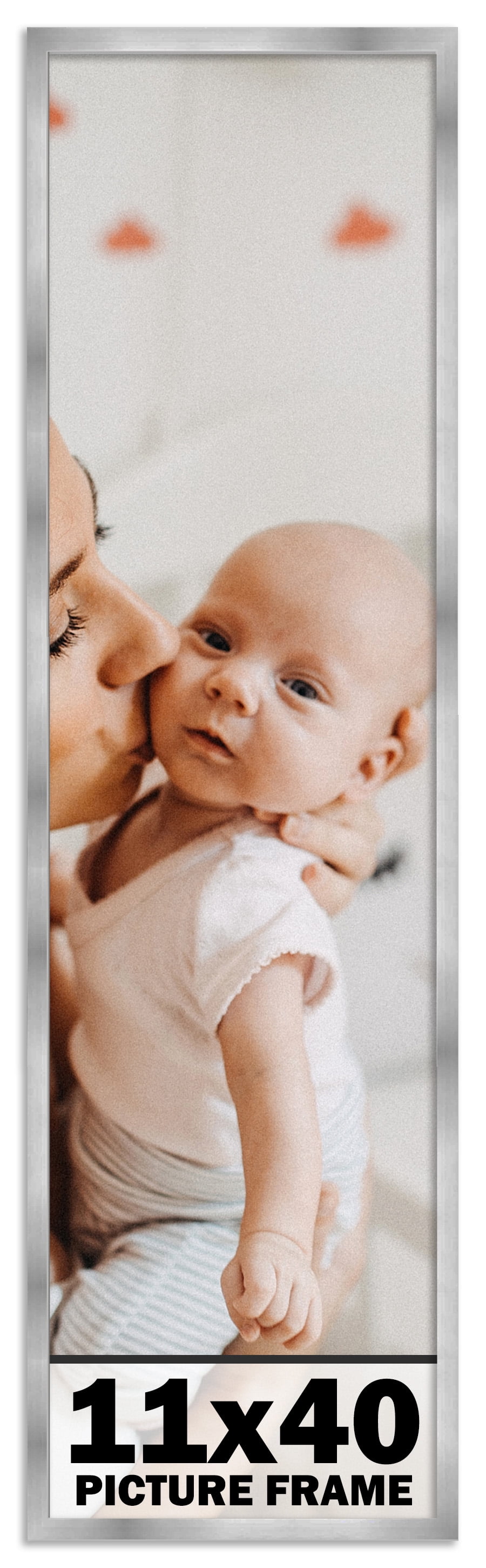 11x40 Frame Silver Stainless Steel Solid Wood Picture Frame | 0.75 Inch ...