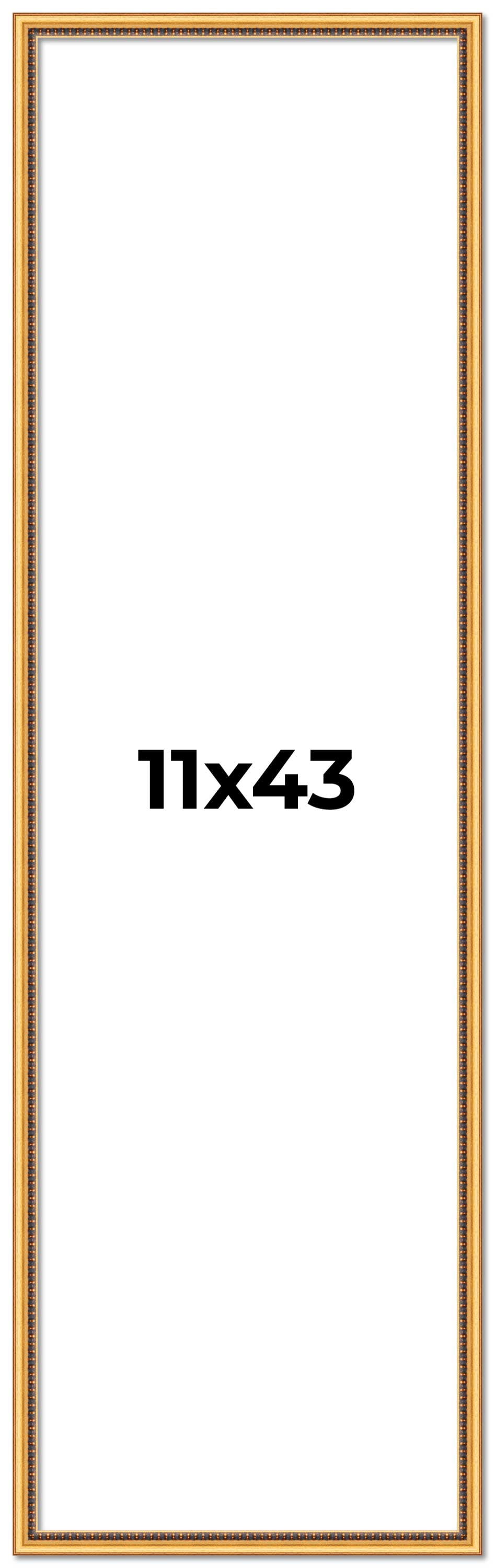 11x43 Frame Beaded Gold Solid Wood Picture Frame | 0.75 Inches Moulding ...
