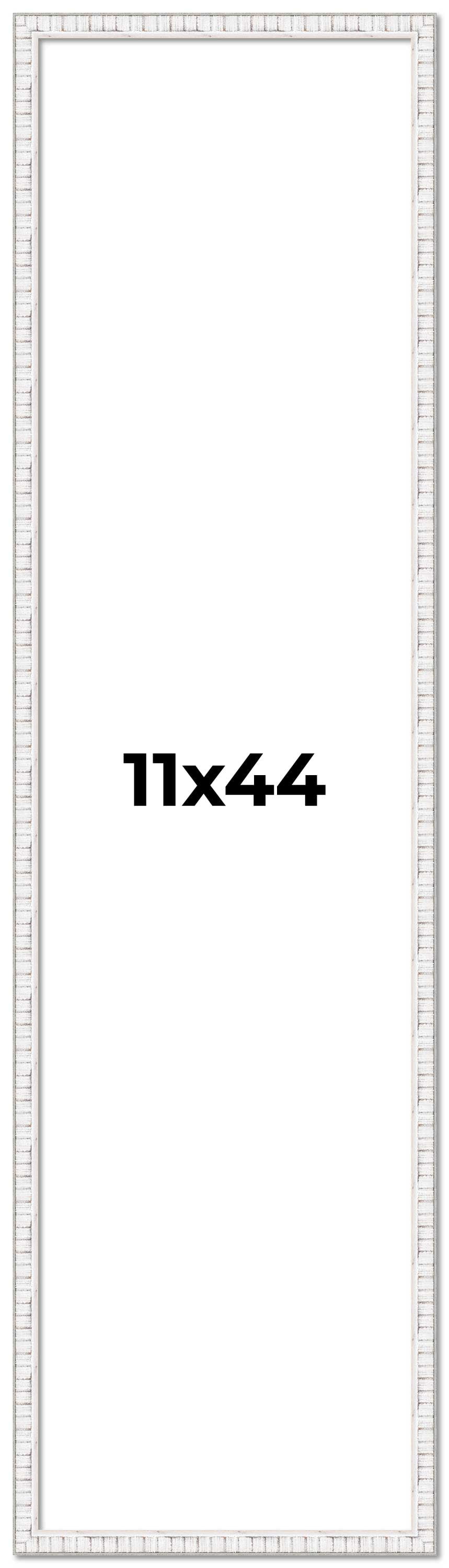 11x44 Frame White Scuffed Rustic Solid Wood Picture Frame | 0.75 Inch ...