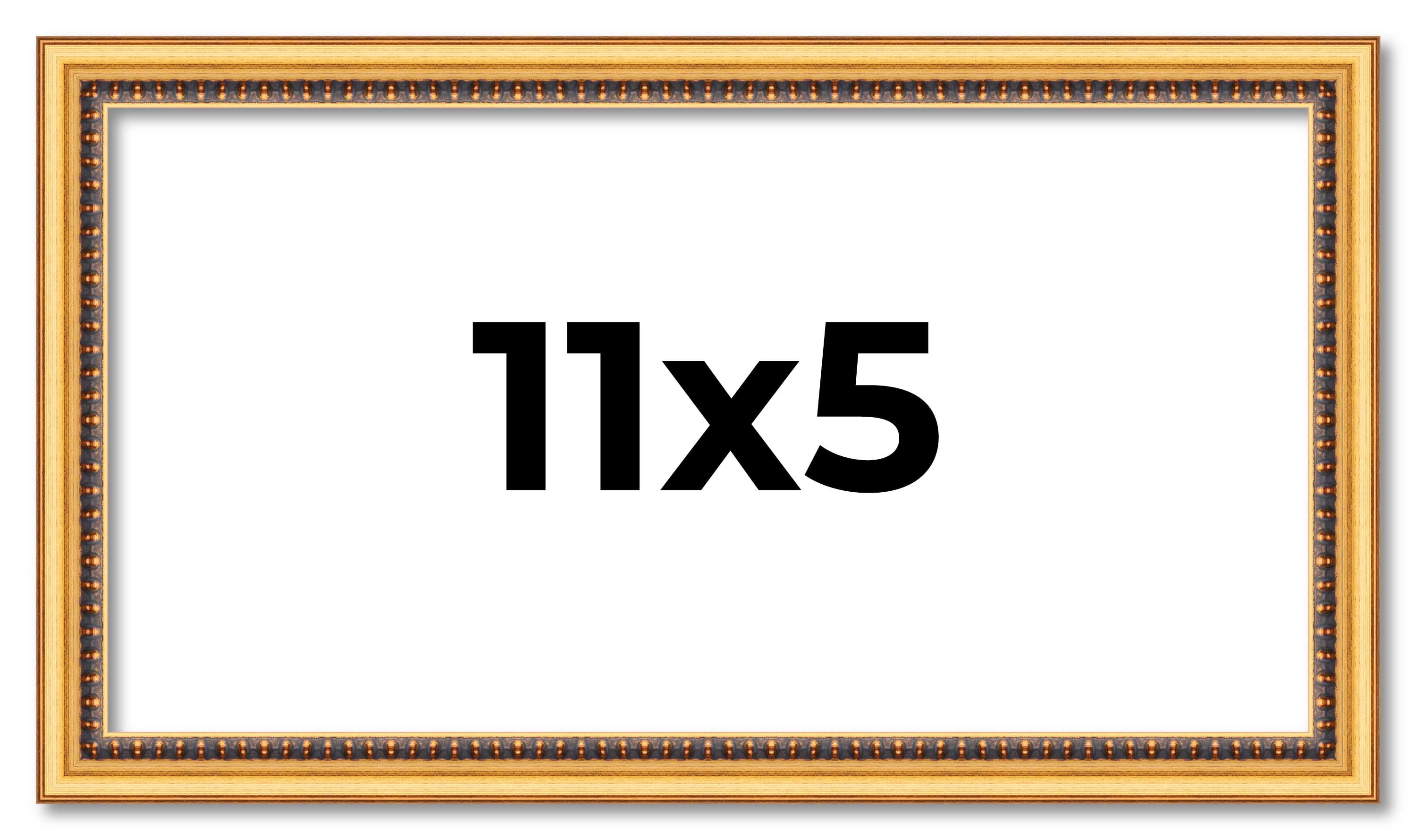 11x5 Frame Beaded Gold Solid Wood Picture Frame | 0.75 Inches Moulding ...