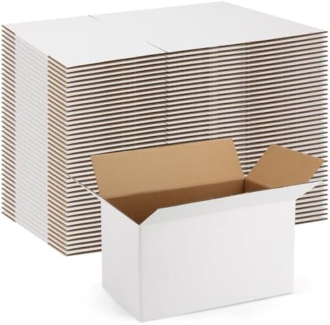 11x6x6 Shipping Boxes Set of 40, White Corrugated Cardboard Box for ...
