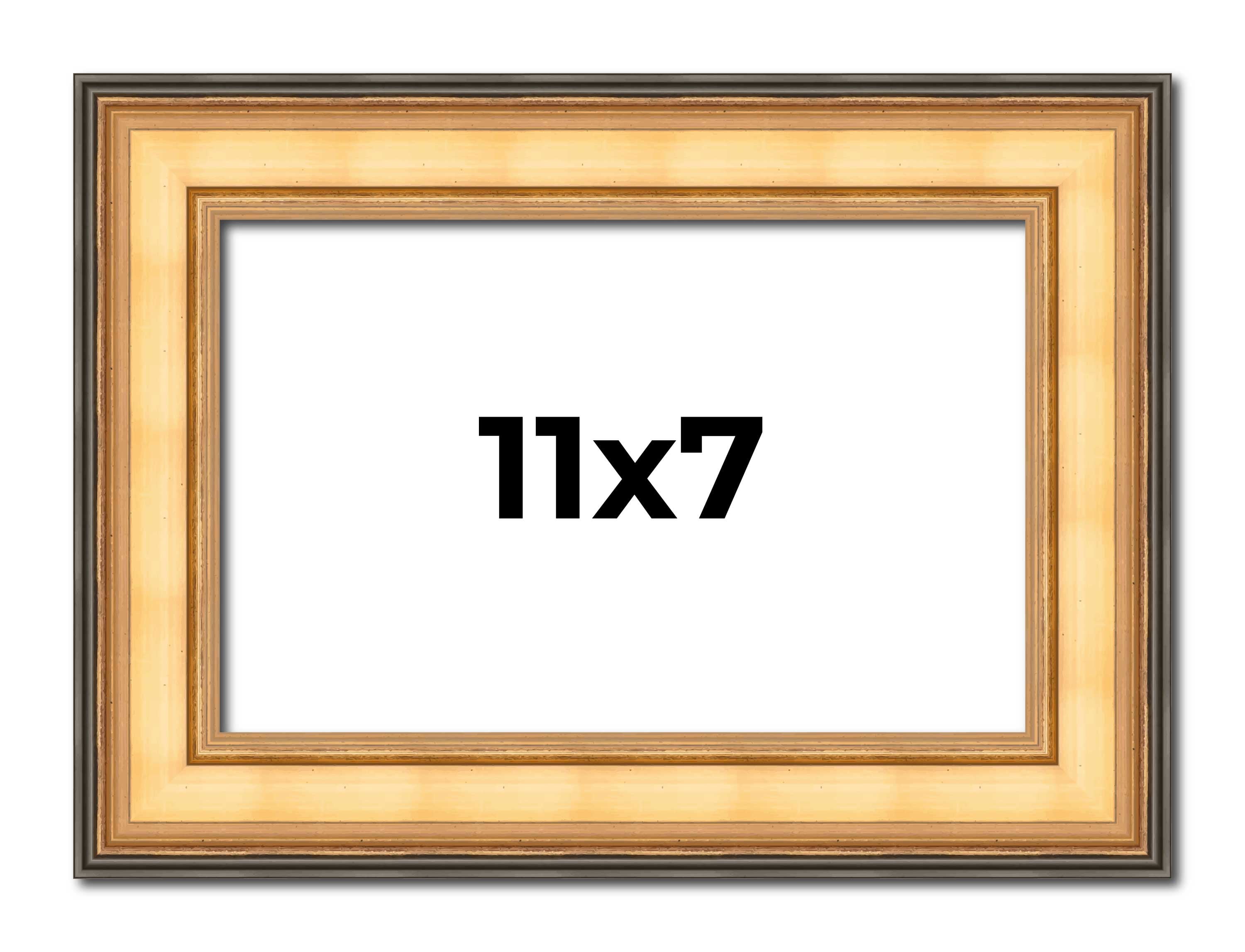 11x7 Frame Gold Plein Aire Solid Wood Picture Frame Width 2 Inches ...