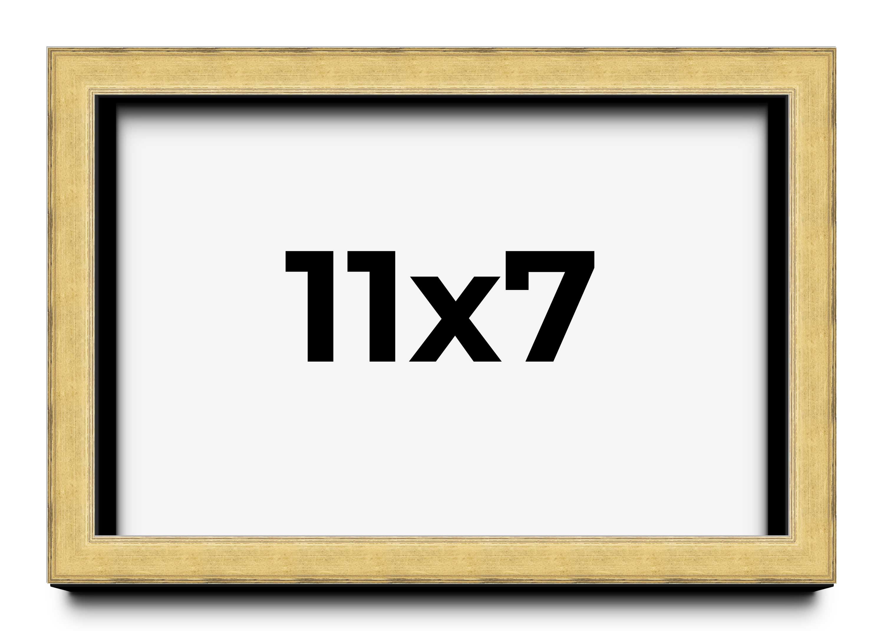 11x7 Shadow Box Frame Gold | 1.375 Inches Deep Real Wood Contemporary ...