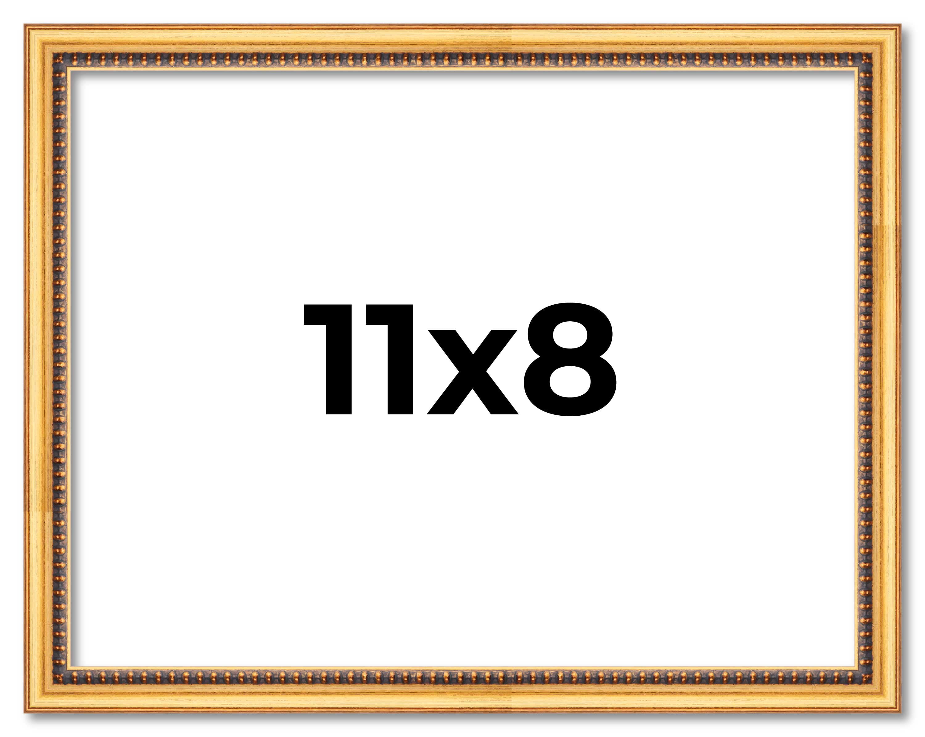 11x8 Frame Beaded Gold Solid Wood Picture Frame | 0.75 Inches Moulding ...