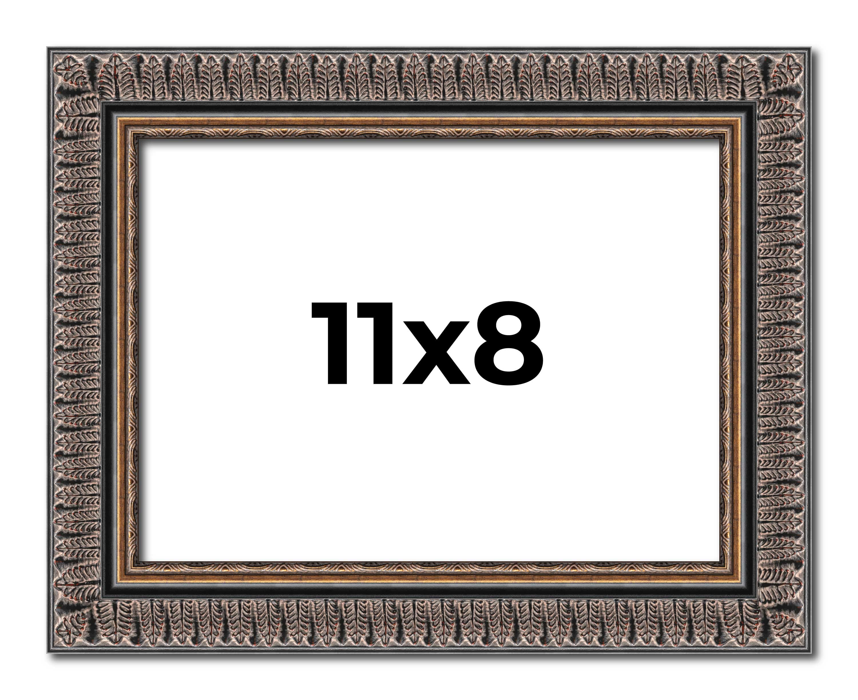11x8 Frame Black Feather Payton Ornate Solid Wood Picture Frame Width 1 ...