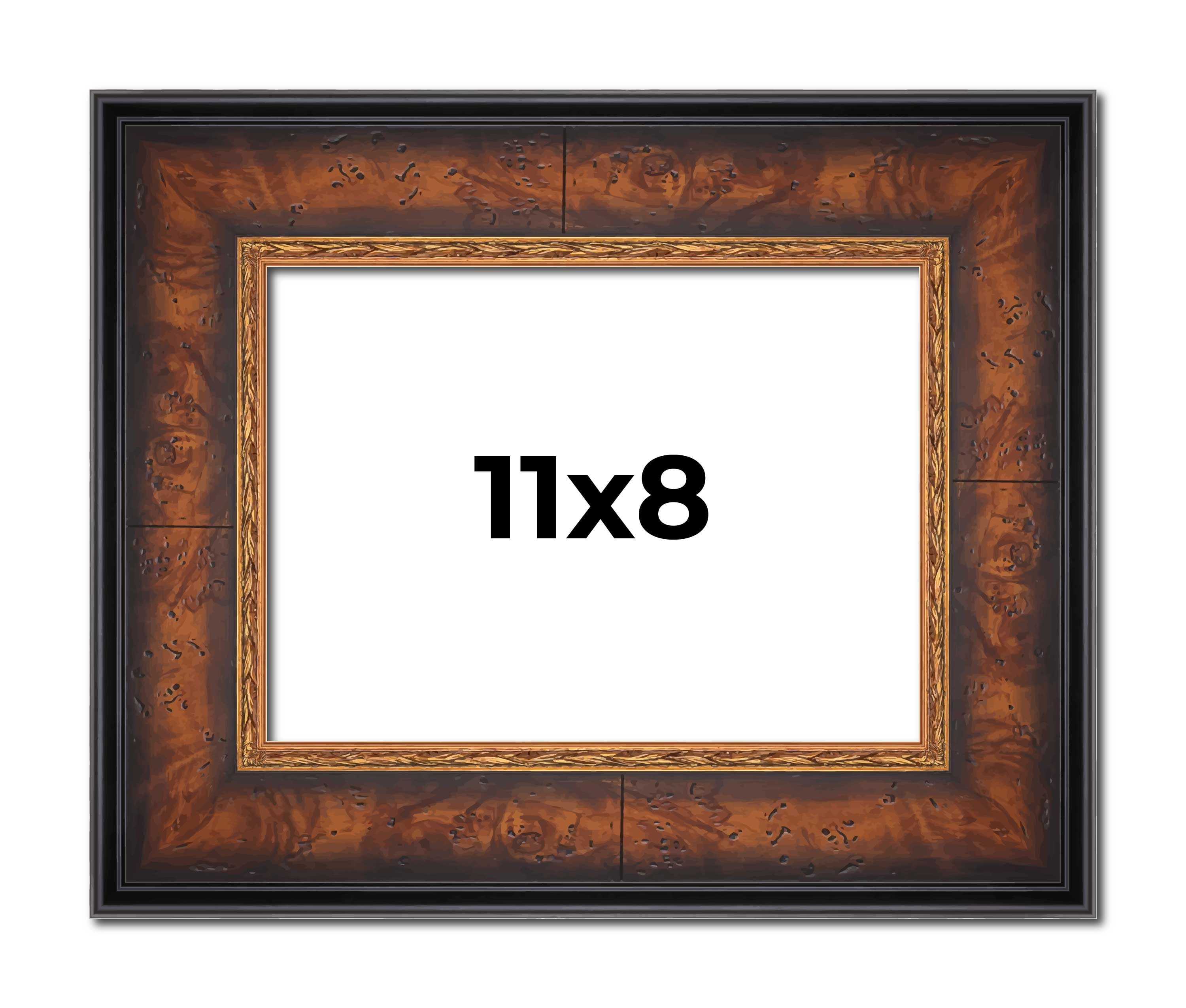 11x8 Frame Brown Walnut Gold Ornate Trim Solid Wood Plein Air Picture ...