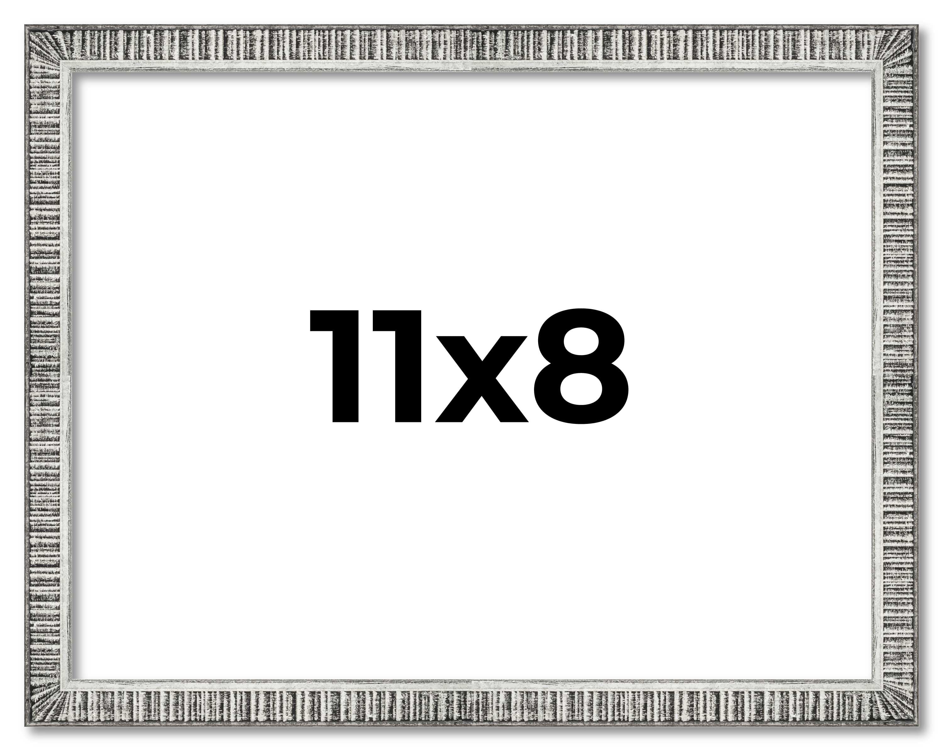 11x8 Frame Silver Grey Distressed Solid Wood Picture Frame | 0.75 Inch ...
