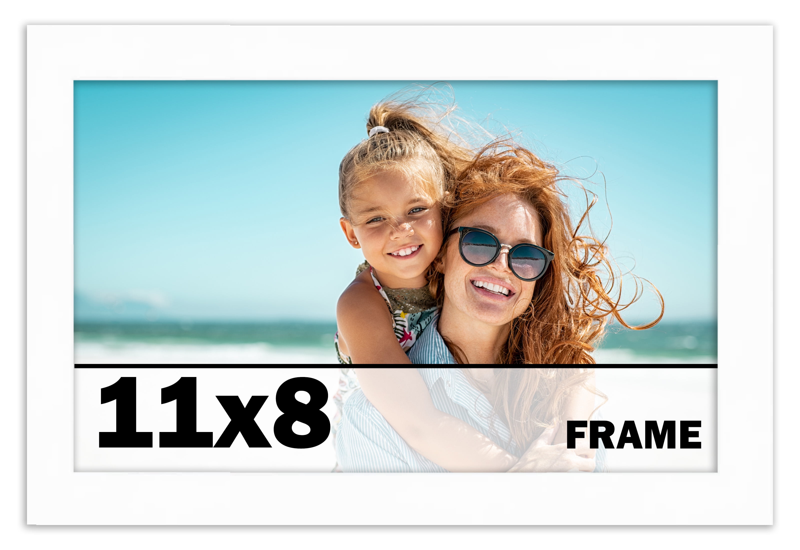 11x8 Frame White Solid Wood Picture Frame Includes UV Acrylic Shatter ...