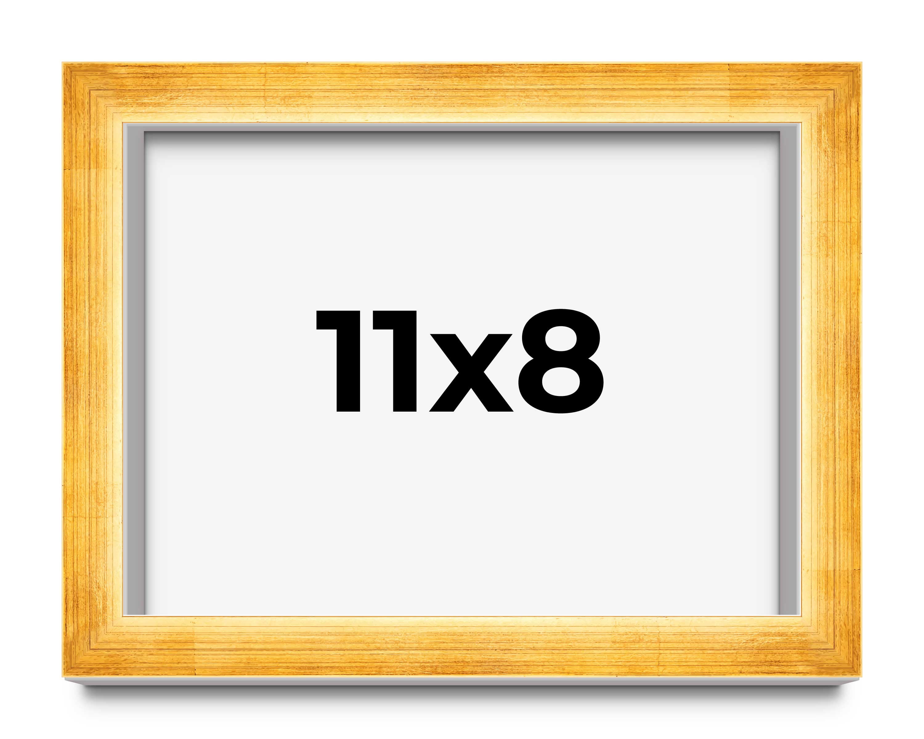 11x8 Shadow Box Frame Gold | 1.625 Inches Deep Real Wood Traditional ...