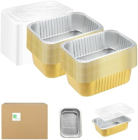 11x8 Sturdy Foil Pans + Snap-On Lids (50 Packs) | 2X Thicker Heavy Duty ...