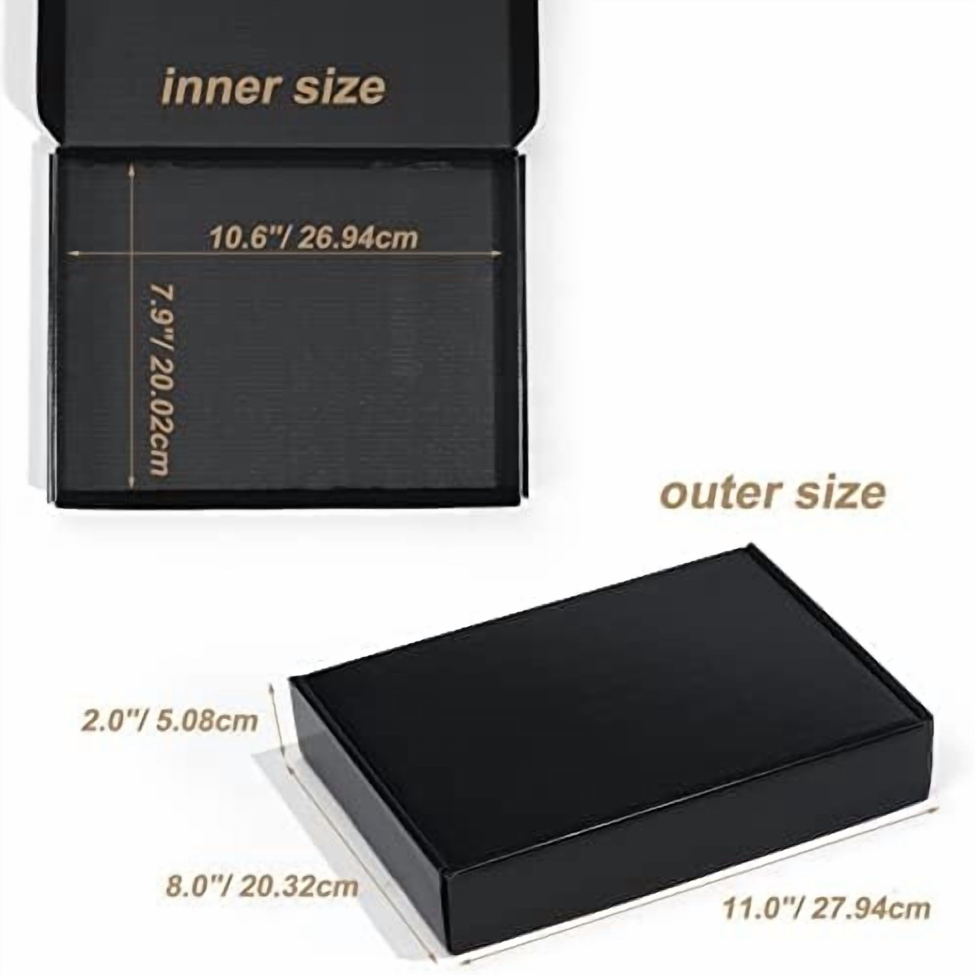 11x8x2 Black Shipping Boxes, 20 Packs Corrugated Cardboard Literature ...