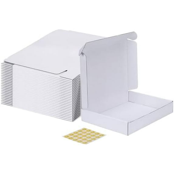 11x8x2 Inches Shipping Boxes Pack of 25, White Corrugated Cardboard Box ...