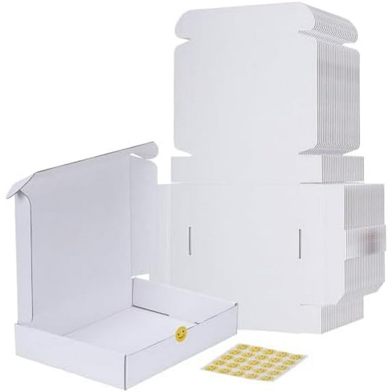 11x8x2 Shipping Boxes Set of 25, White Corrugated Cardboard Box for ...