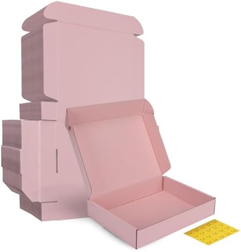 11x8x2 inches Shipping Boxes Set of 25, Pink Corrugated Cardboard Gift ...