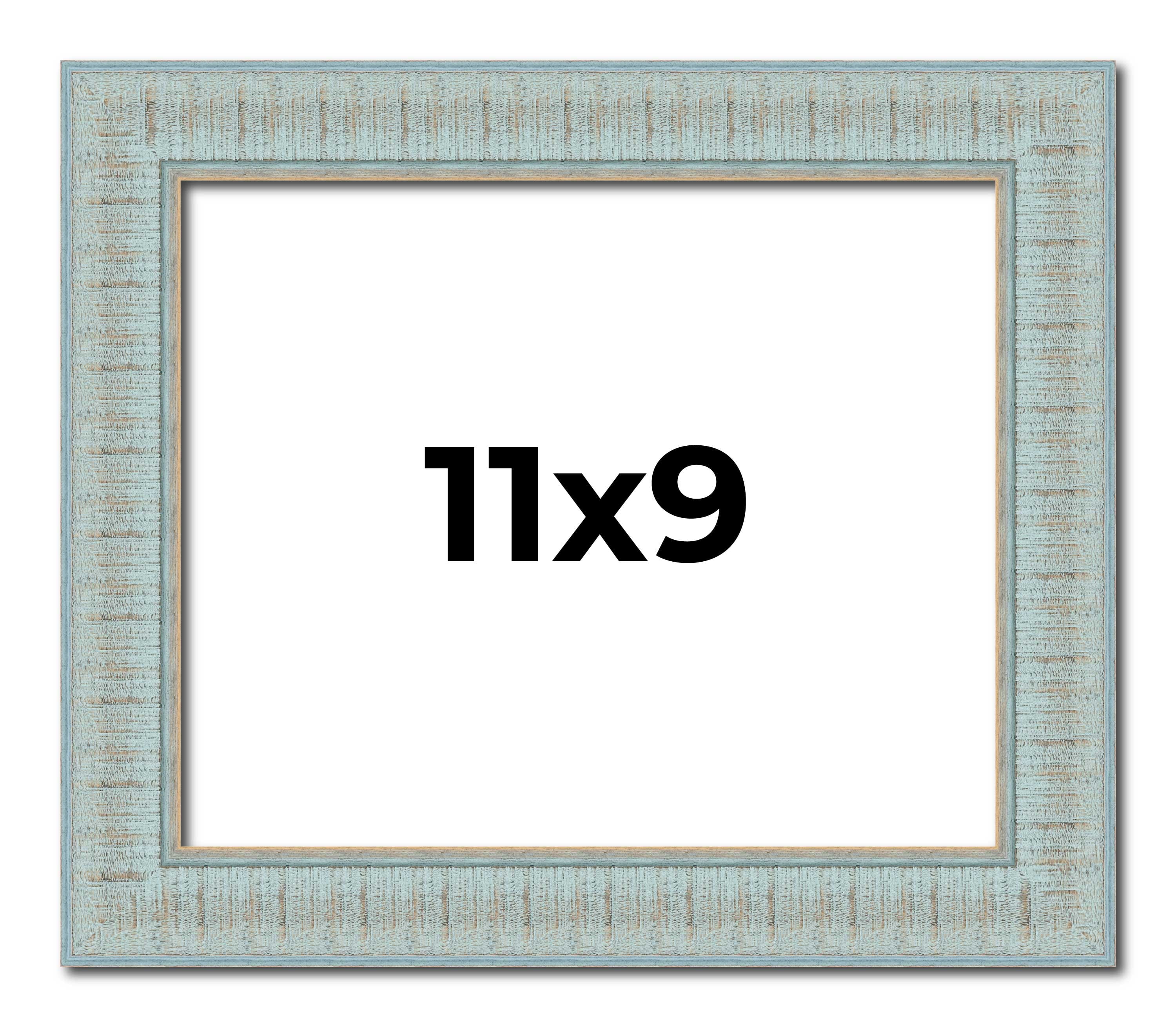 11x9 Frame Blue Teal Distressed Solid Wood Picture Frame | 1.625 Inch ...
