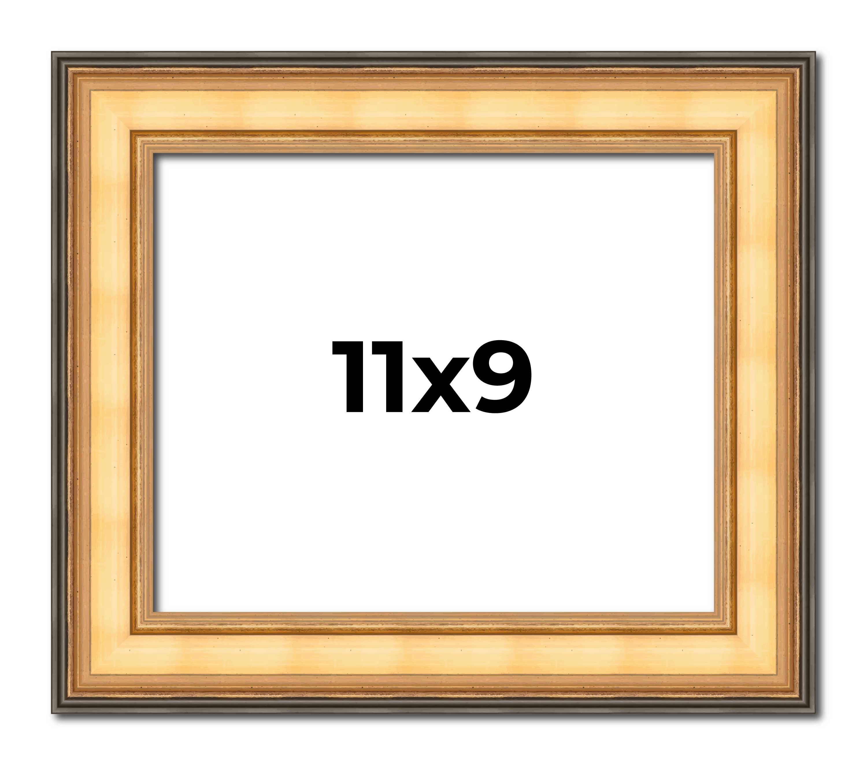 11x9 Frame Gold Plein Aire Solid Wood Picture Frame Width 2 Inches ...