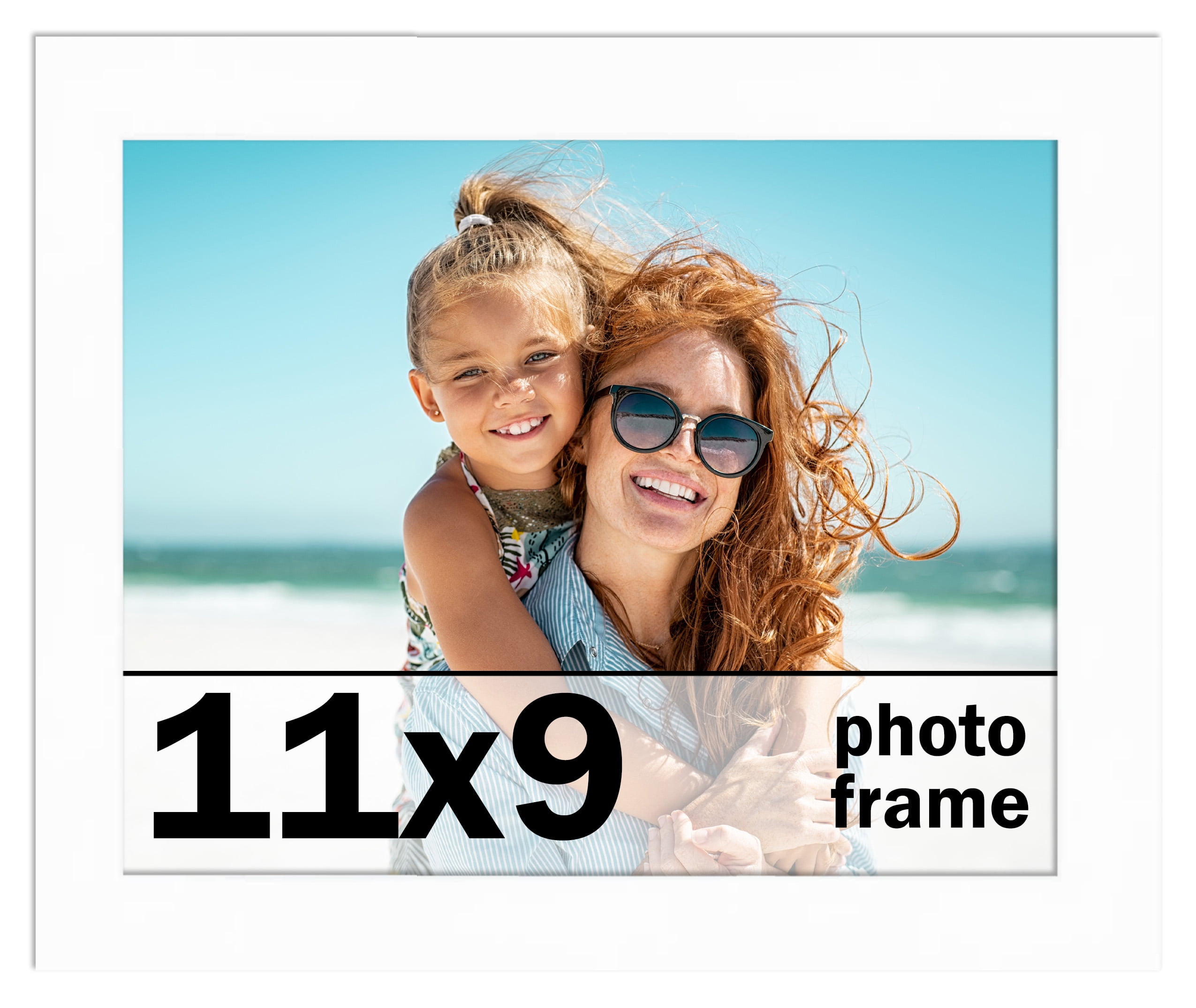 11x9 Frame White Solid Wood Picture Frame Includes UV Acrylic Shatter ...
