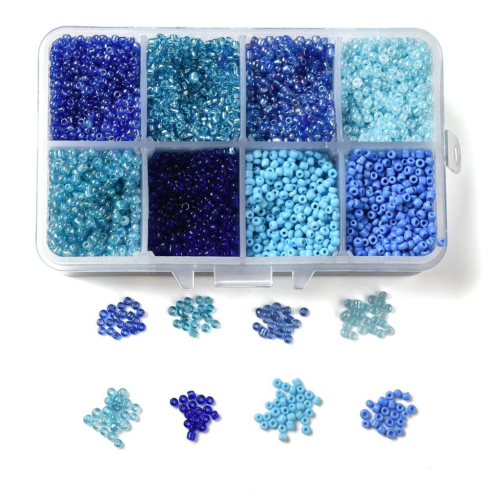 12/0 Glass Seed Beads Ceylon Round Loose Spacer Beads 2mm Blue 2mm Hole ...