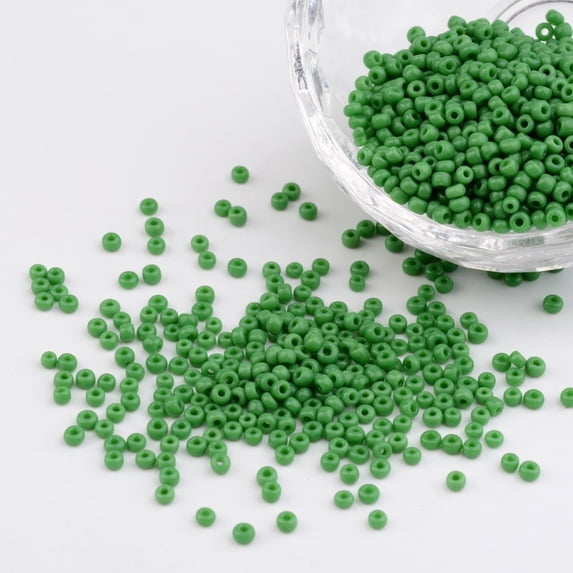 12/0 Opaque Colours Round Glass Beads Pale Green 2mm Hole:1mm about ...