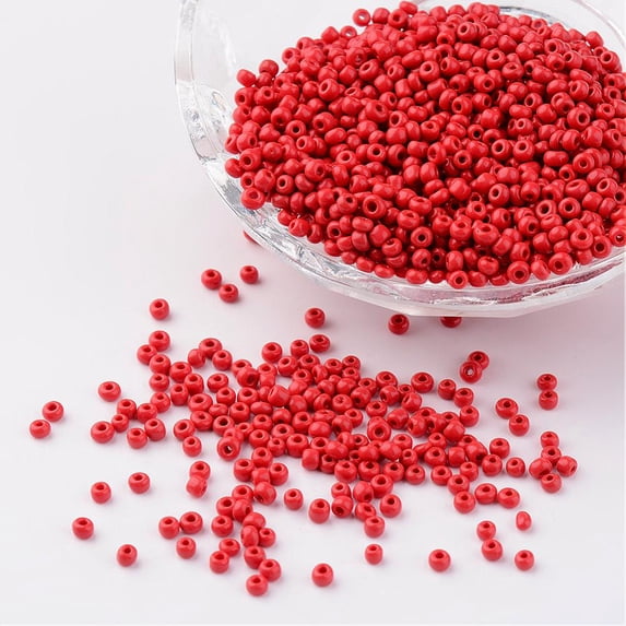12/0 Opaque Colours Round Glass Beads Red 2mm Hole:1mm about 3303pcs ...