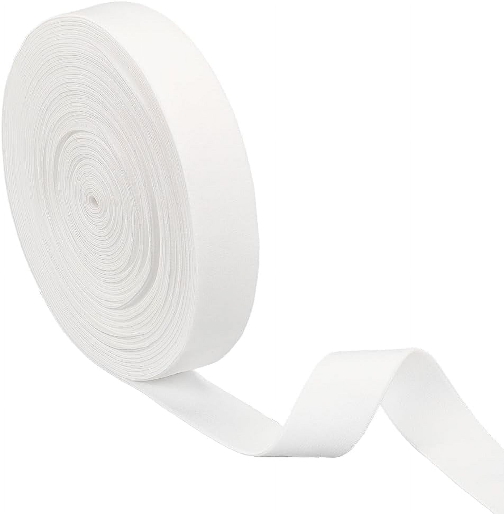 12.03 Yards White Plush Elastic Band 0.98Inch Wide Polyester Flat ...