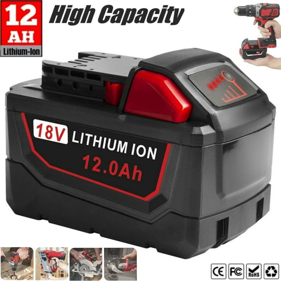 12.0AH Battery For Milwaukee M18 18V Lithium-ion Extended Capacity 48-11-1860 - Walmart.com