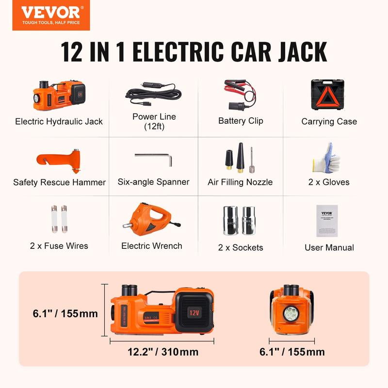 12 in 1 Electric Car Jack Set, Max 5 Ton/11023 LBS Hydraulic Jack with ...