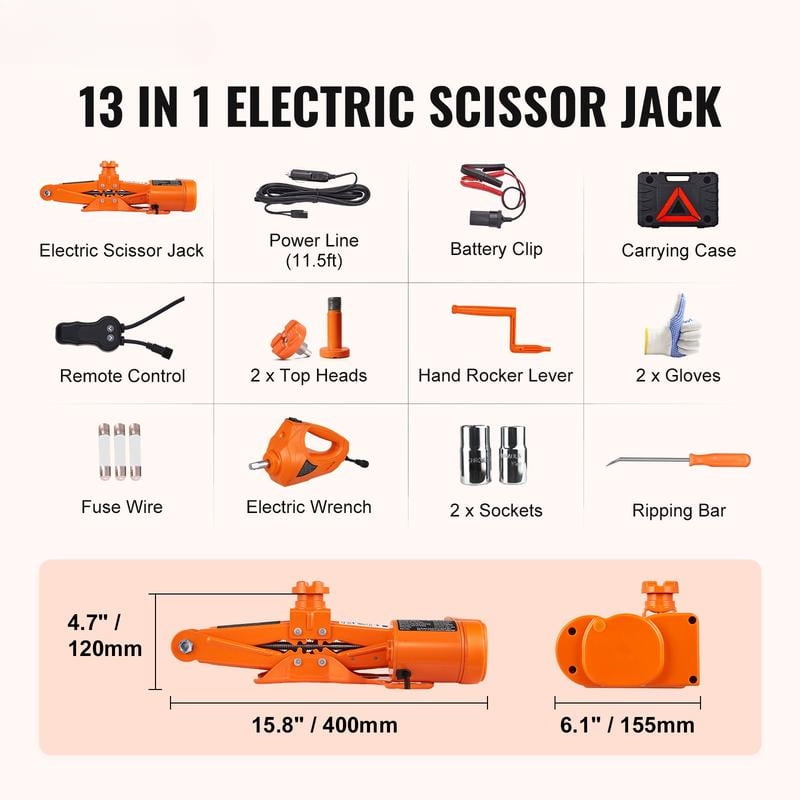 12 in 1 Electric Car Jack Set, Max 5 Ton/11023 LBS Hydraulic Jack with ...